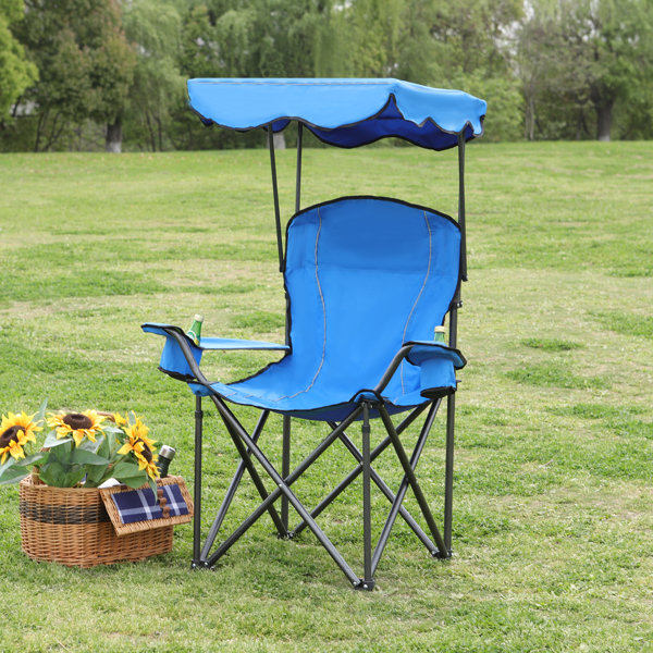 Arlmont & Co. Katelyn Shaded Canopy Folding Camping Recliner Chair with ...