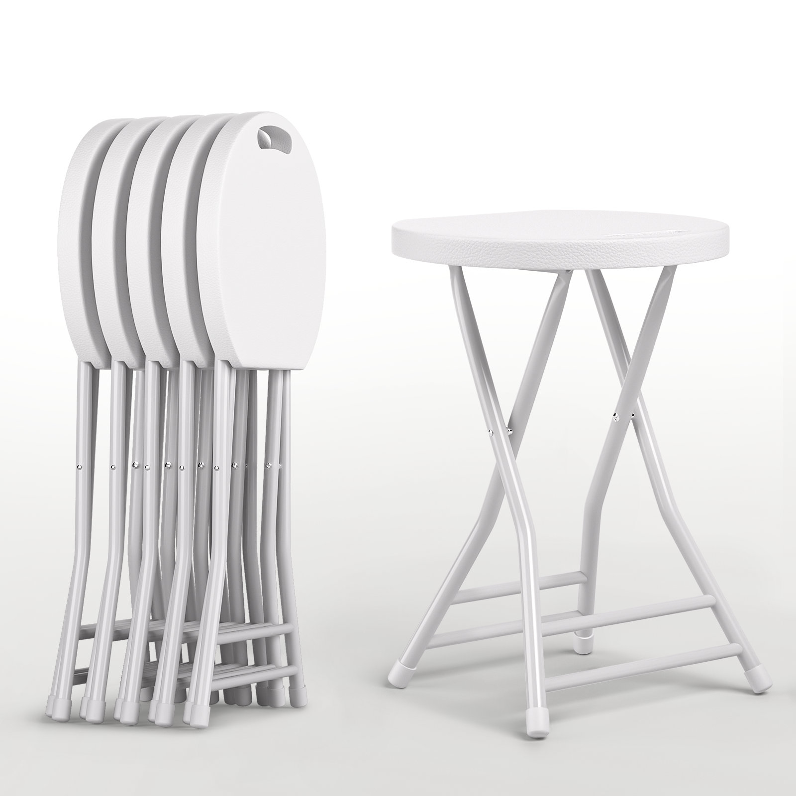 Latitude Run® Foldable Round Stools 230 Lb Capacity Steel Frame ...