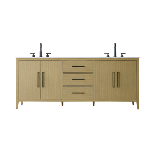 Elegant Kitchen and Bath 84 Inch Double Bathroom Vanity In Chestnut ...