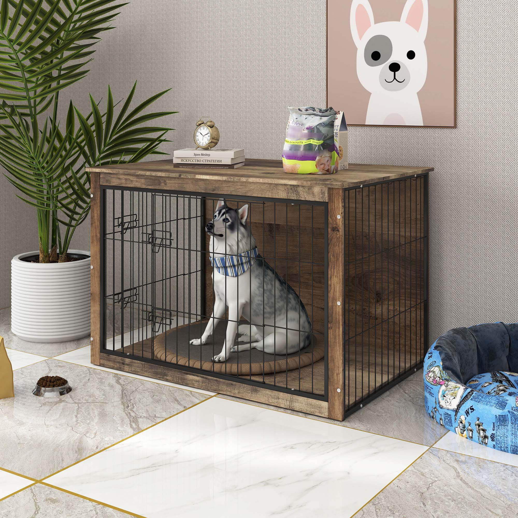Archie & Oscar™ Dog Crate Furniture ,Wooden Dog Crate With Double Doors ...