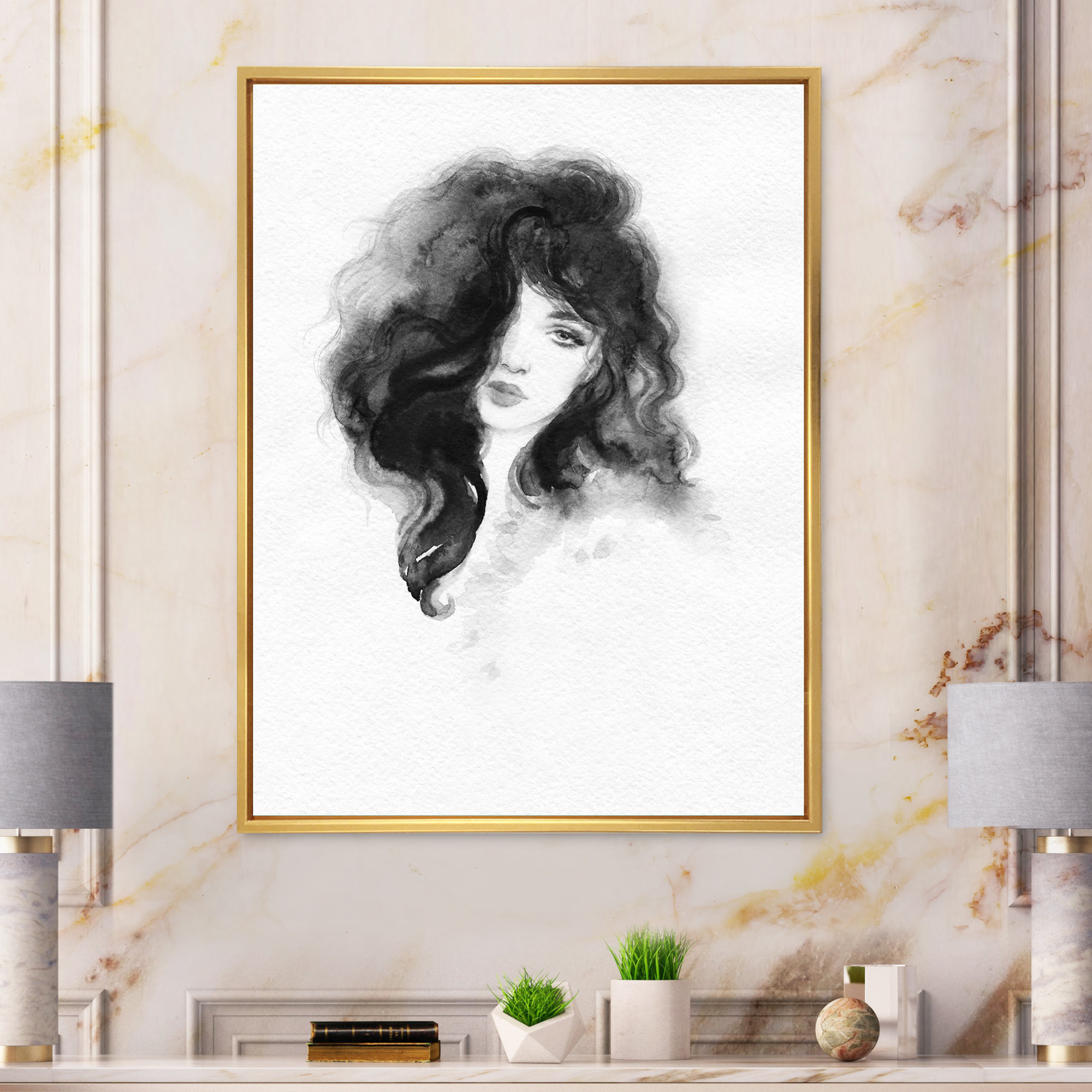 Winston Porter Monochrome Portrait Of Woman With Wavy Hair II - Glam ...