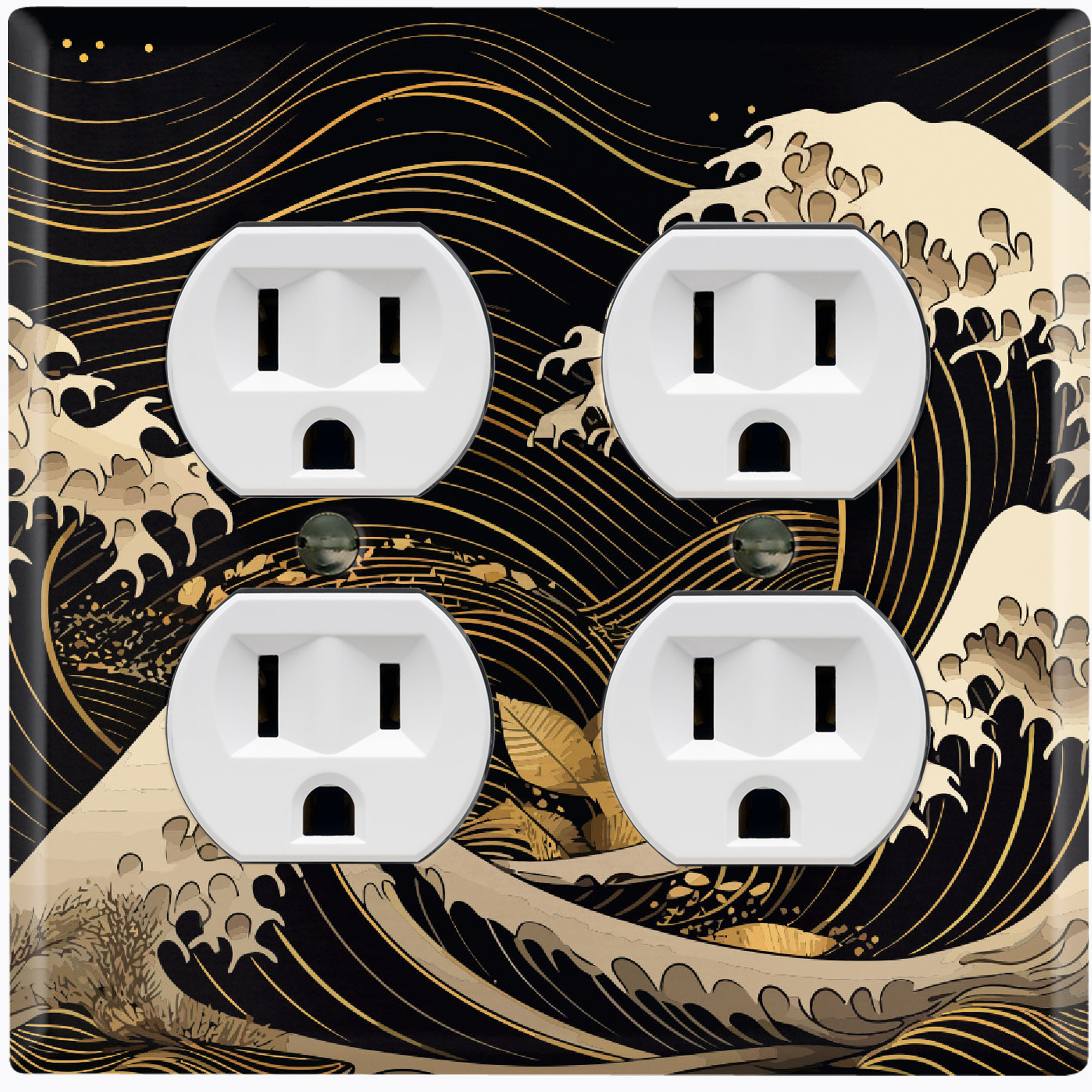 WorldAcc Black Sea Waves Nature Themed 2 - Gang Duplex Outlet Standard ...
