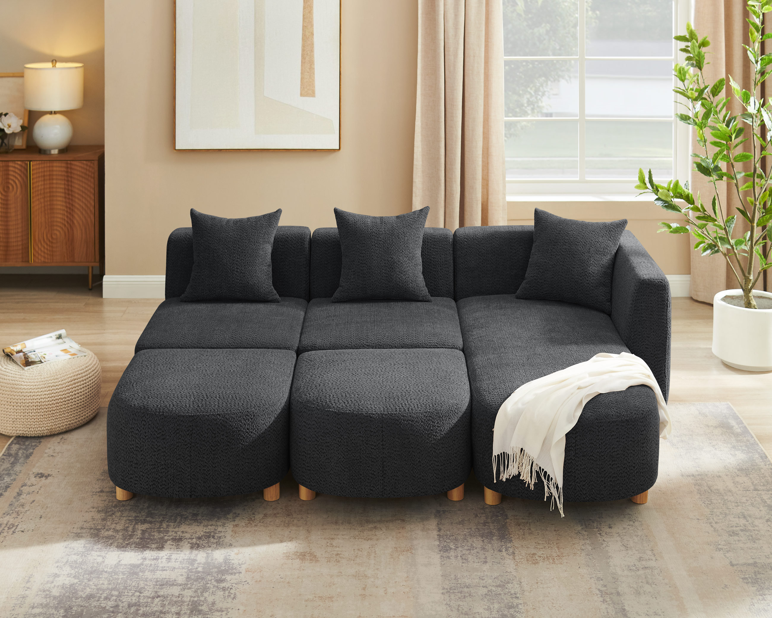 George Oliver Sectional Sofa Cloud Couch For Living Room, Upholstery ...