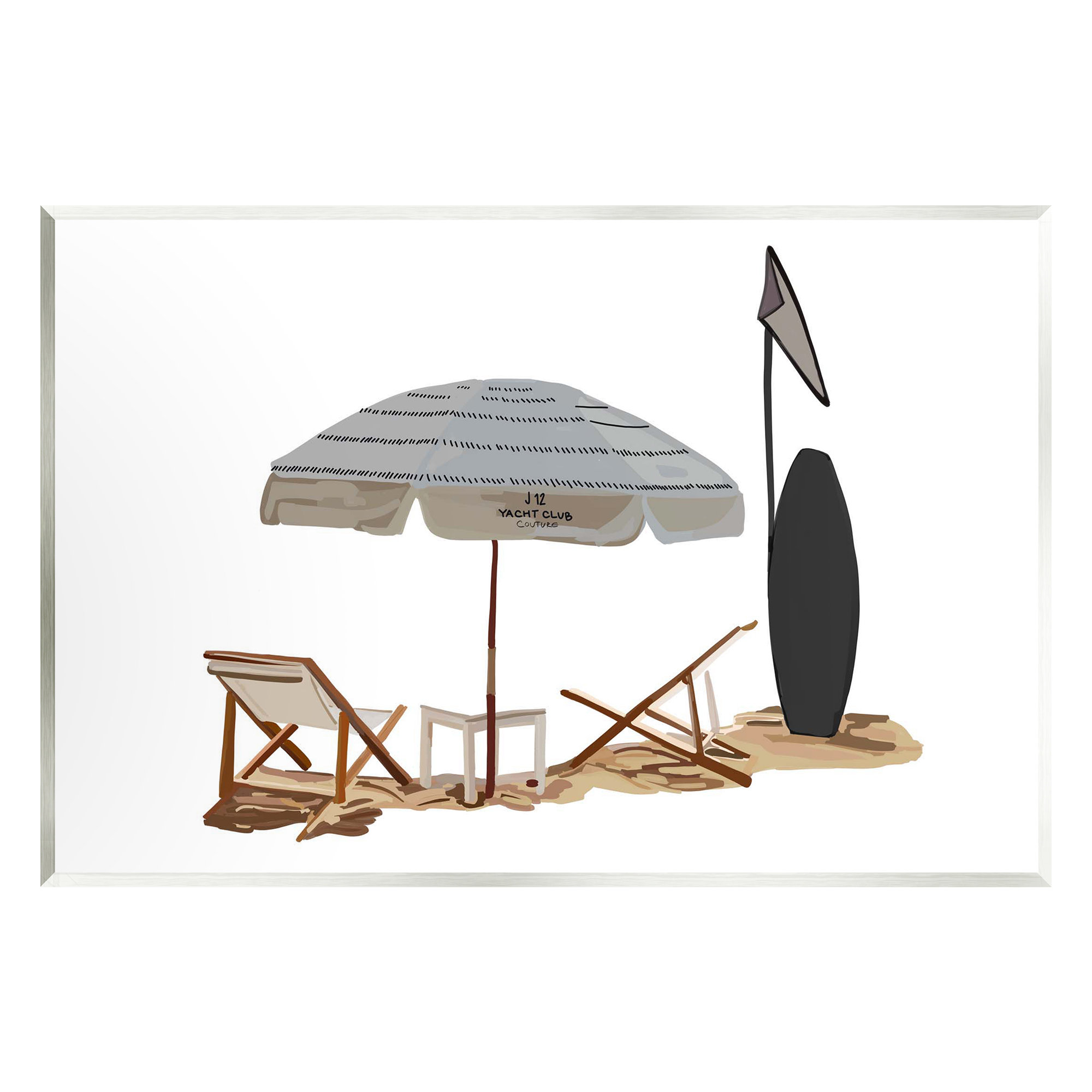 Stupell Industries Minimal Beach Umbrella Scene by Amelia Noyes - Print ...