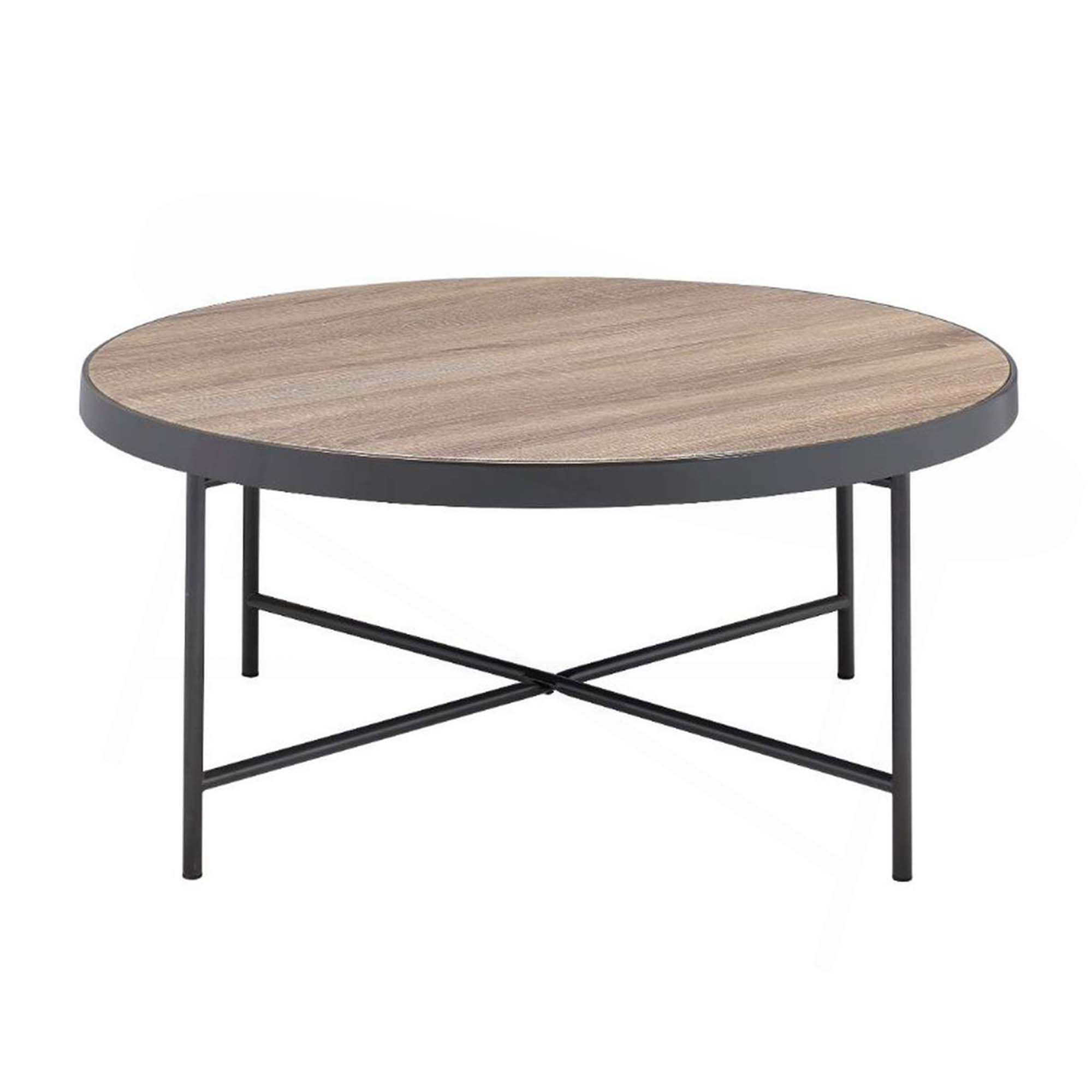 17 Stories Round Wooden Top Coffee Table With Metal Frame | Wayfair