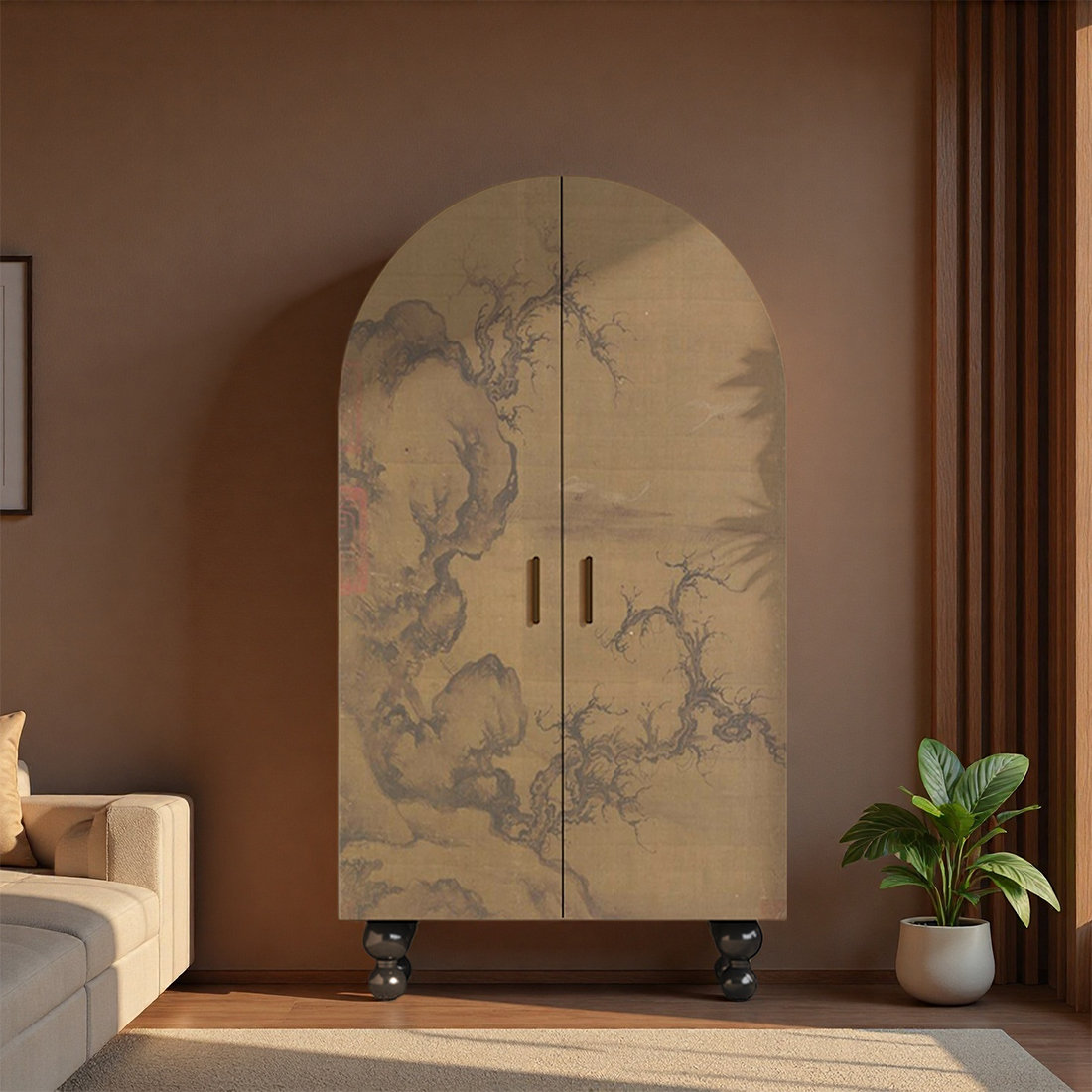 Canora Grey Ash Wood Wardrobe with Landscape Design | Wayfair