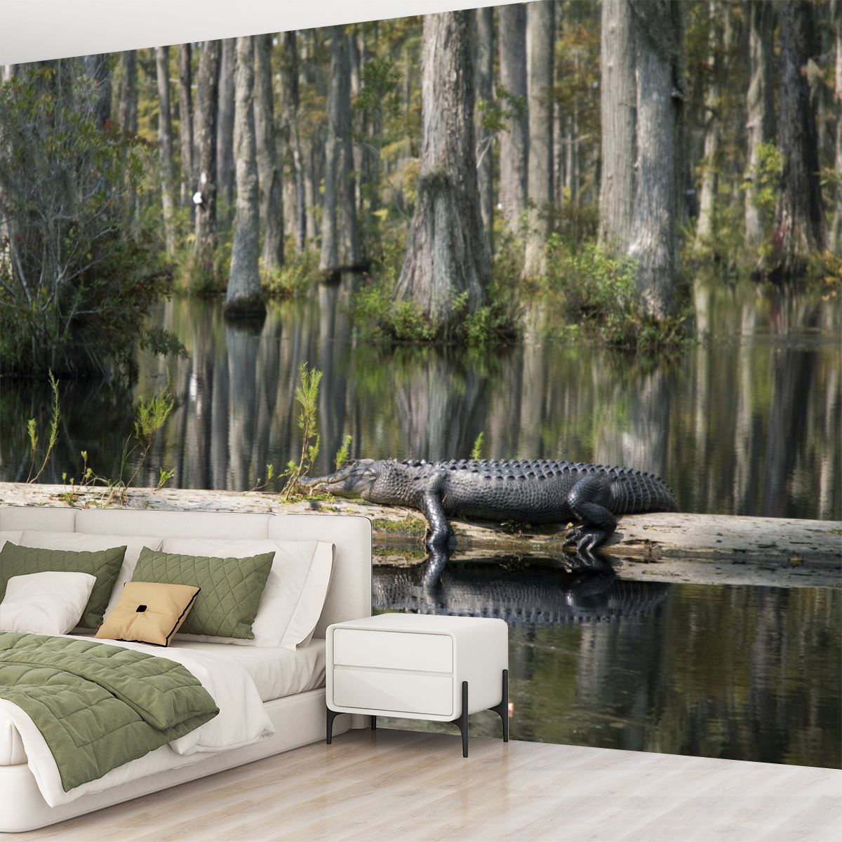Millwood Pines Peel and Stick Canvas Wallpaper Wall Mural alligator ...