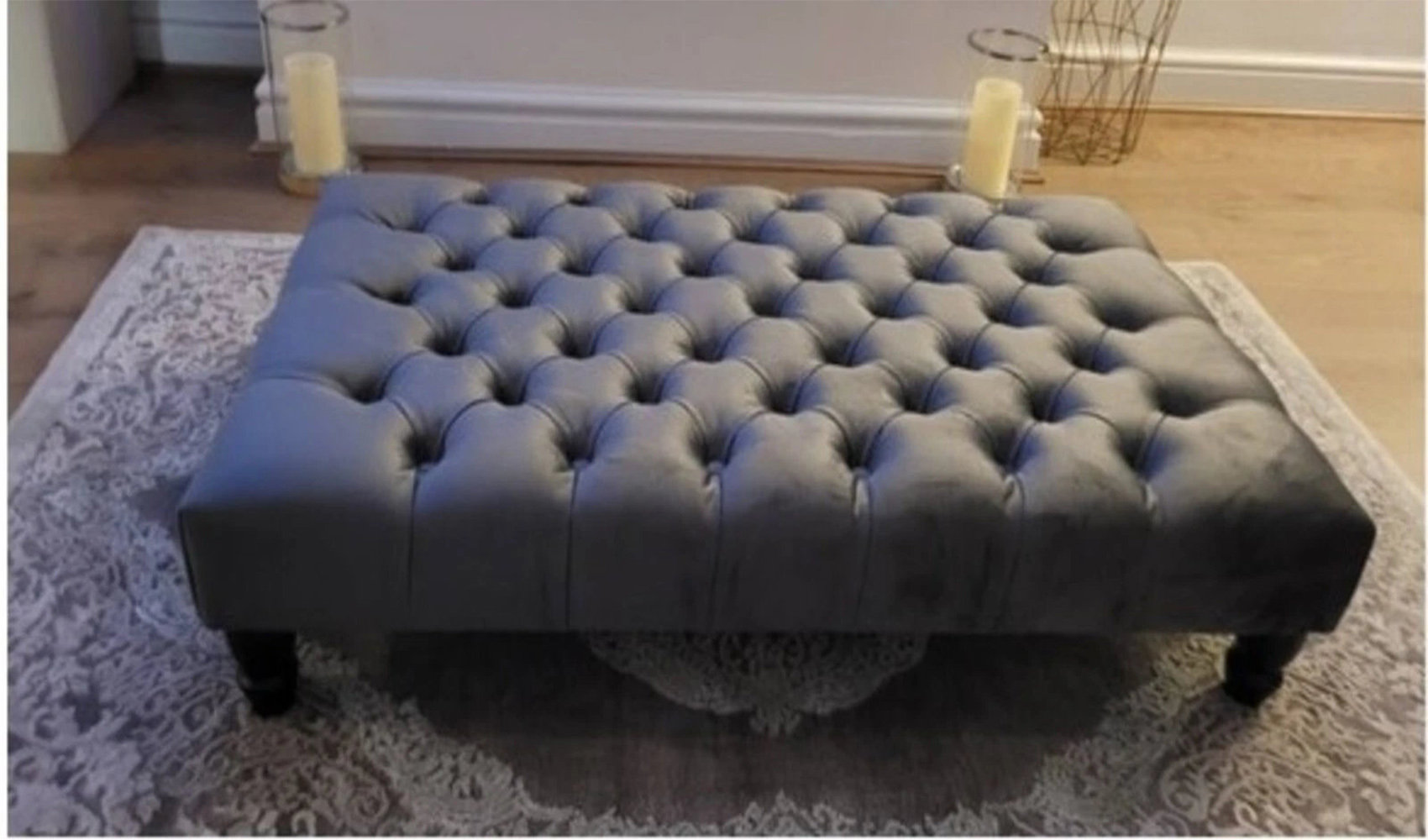 Rosdorf Park Soft Plush Fabric Chesterfield Footrest & Coffee Table ...