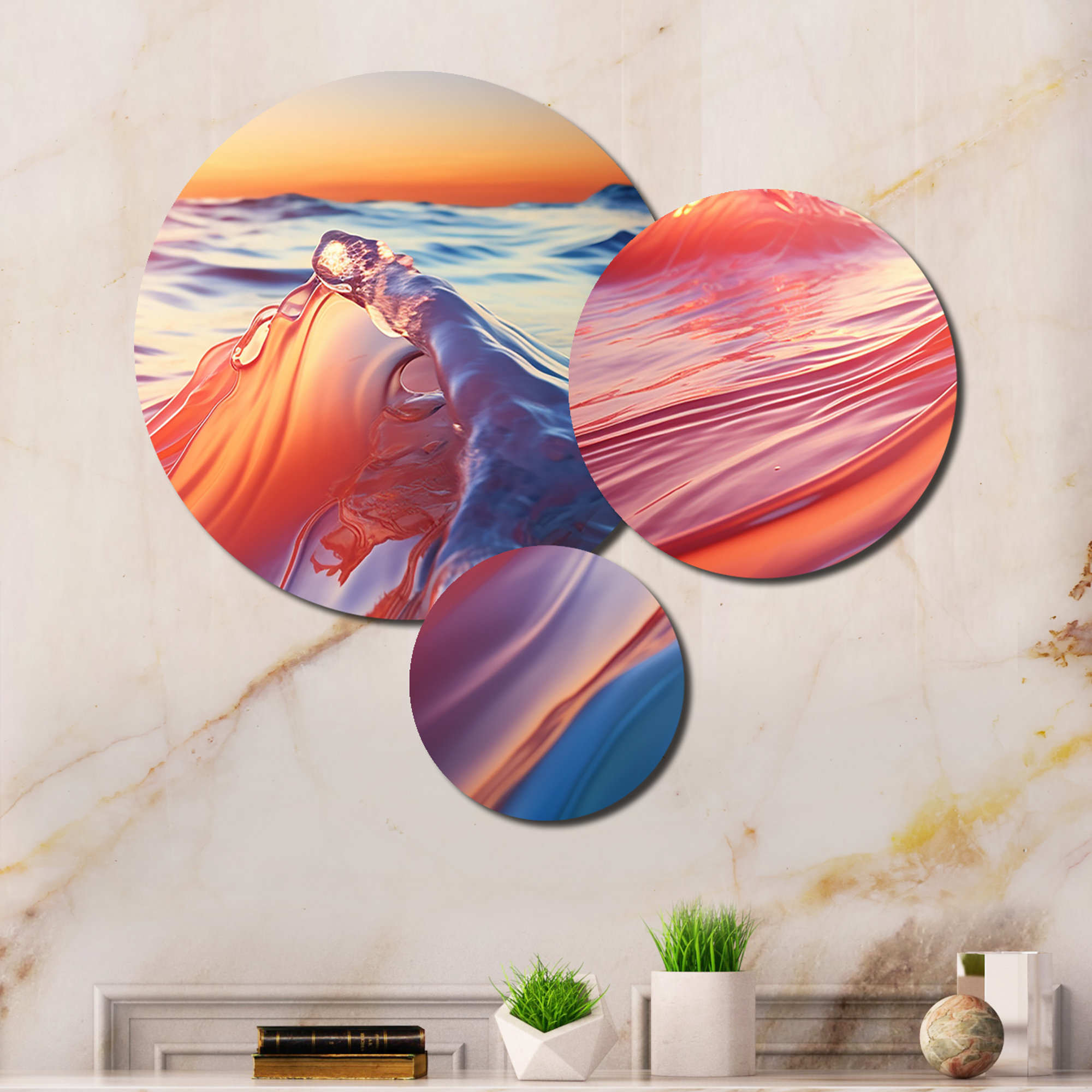 Ivy Bronx Coastal Abstract Waterscapes II - Landscapes Living Room Set ...