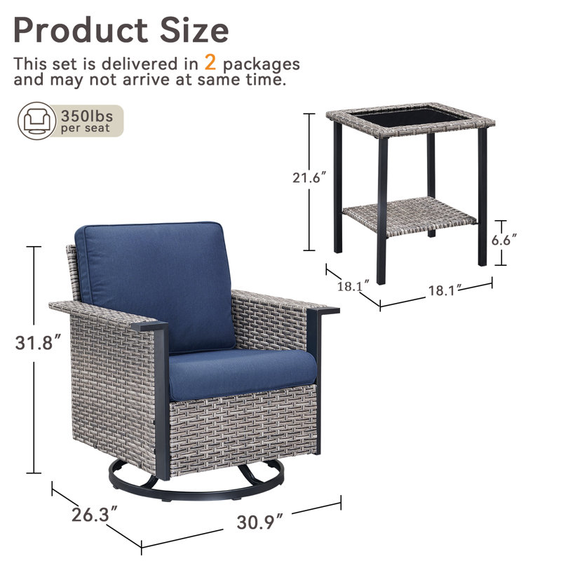 Hokku Designs Swivel Patio Chairs Wicker Set - Outdoor Swivel Rocker ...