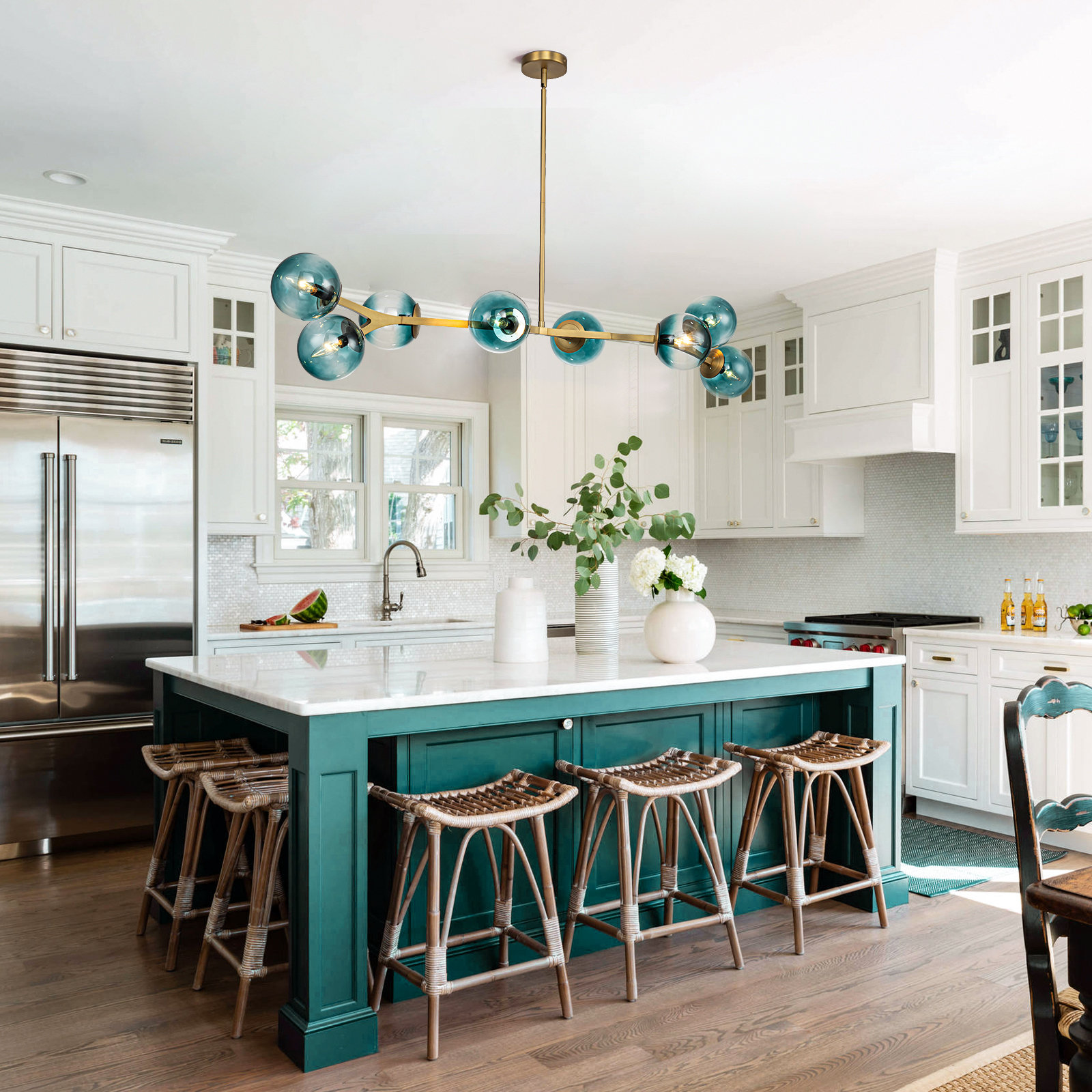 George Oliver 8- Lights Modern Gold Sputnik Glass Chandelier With ...