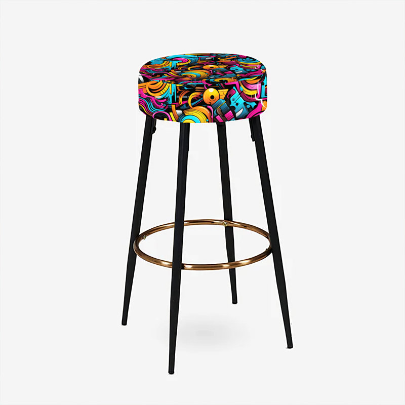 Design Art Poupart Neon Graffiti Fusion - Geometric Bar Stools Set Of 2 ...