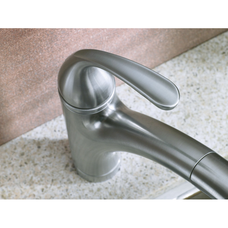 K-10433-BN,VS,G Kohler Forte® Pull Out Single Handle Kitchen Faucet ...