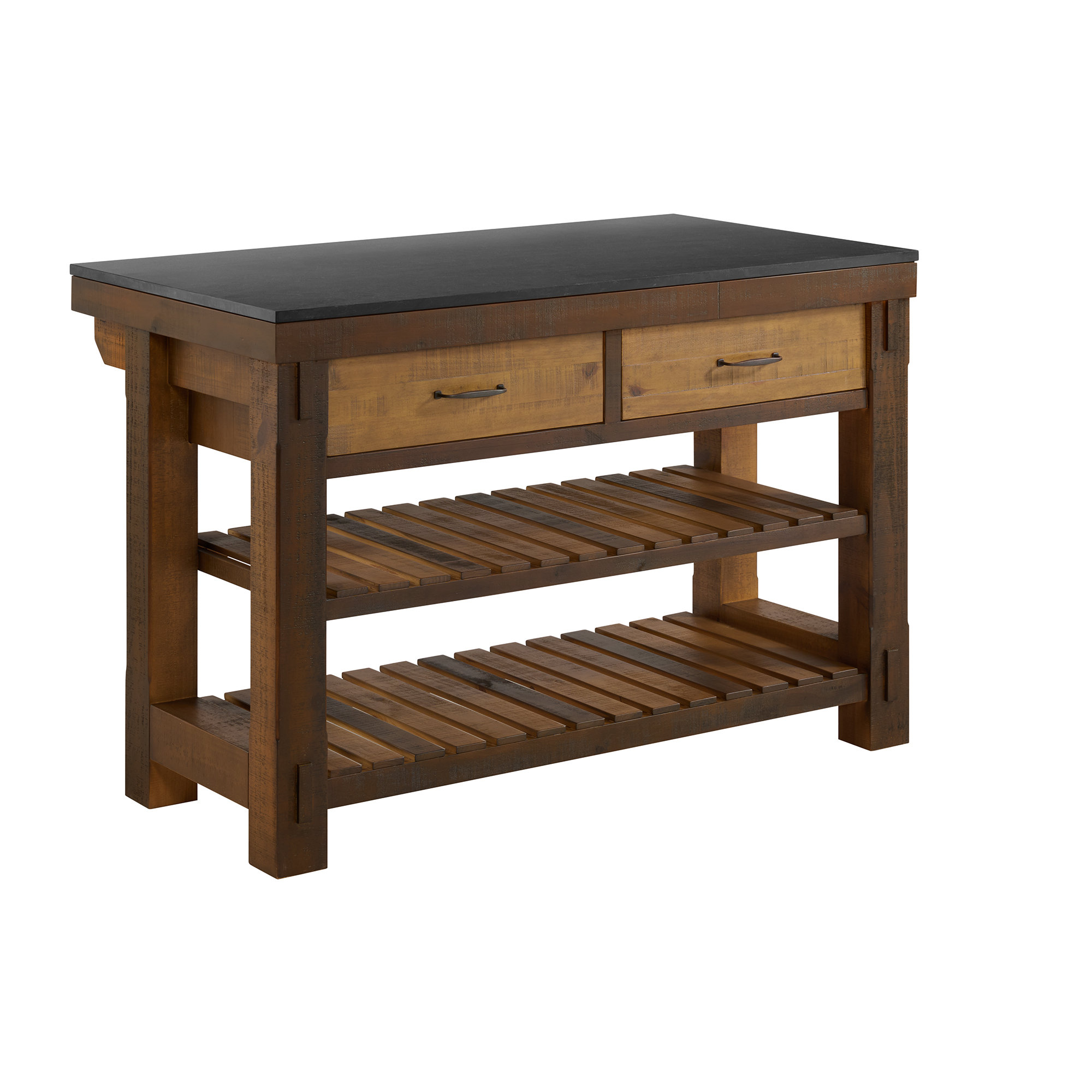 Highbury Furnishings Bromley Kitchen Island 54" Black Quartz Countertop ...