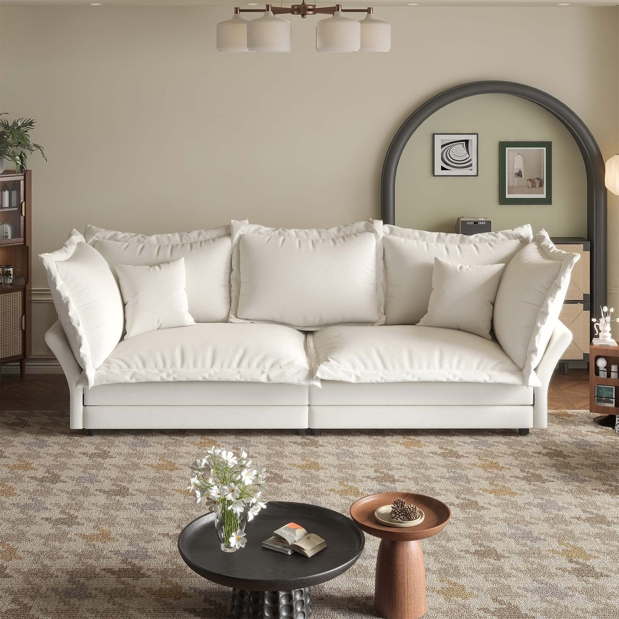 Latitude Run® Comfortable Convertible Sofa with Soft Pillows and ...