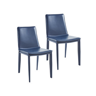 Blue Genuine Leather Kitchen & Dining Chairs You'll Love | Wayfair