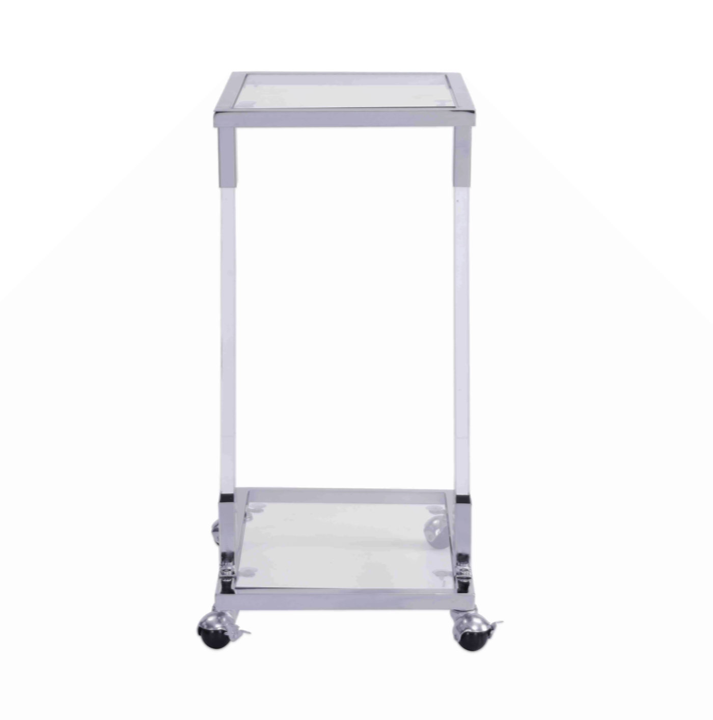 Ivy Bronx Glass Top Side Table, End Table, C Shape Square Table With ...