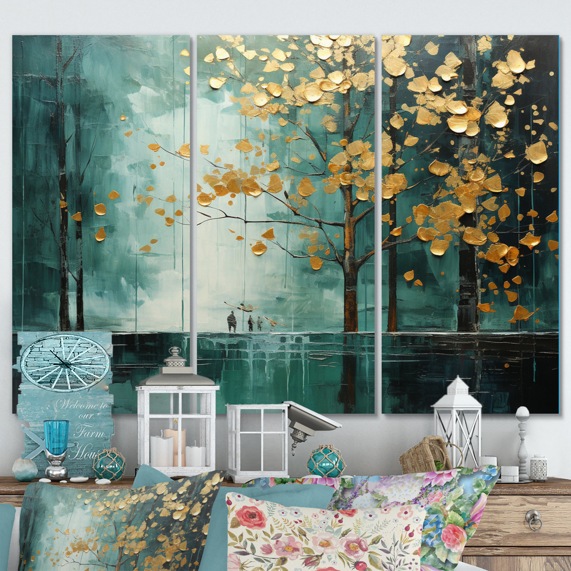 Winston Porter Bold Forest Emerald Canopy I On Canvas 3 Pieces Print ...