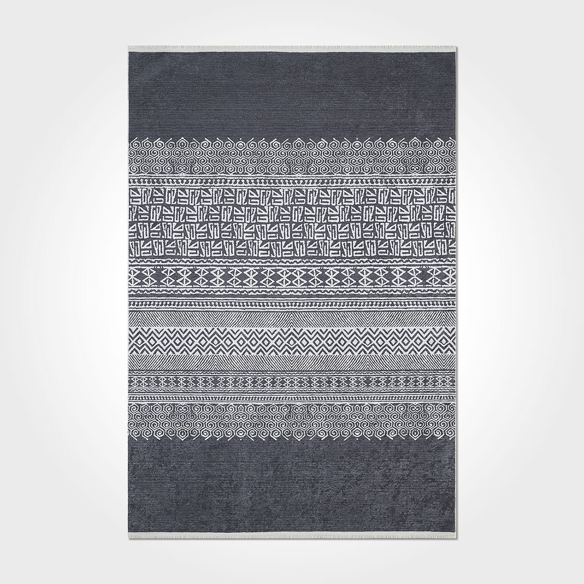 Lofy Kayleigh Grey Striped Polyester Digital Print Area Rug - Wayfair ...