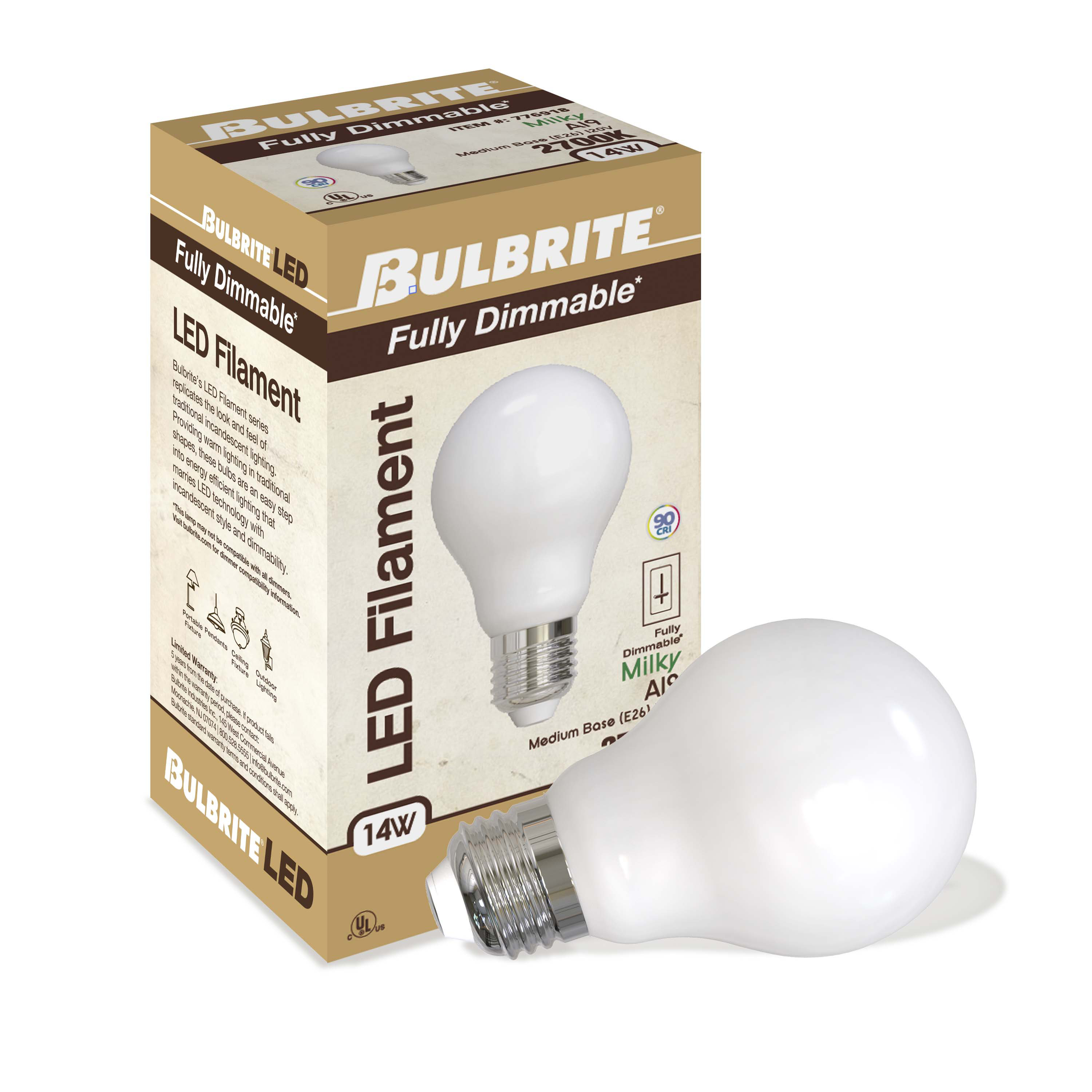Bulbrite Industries 14 watts (100 watts équivalents), DEL A19, ampoule à intensité variable ...