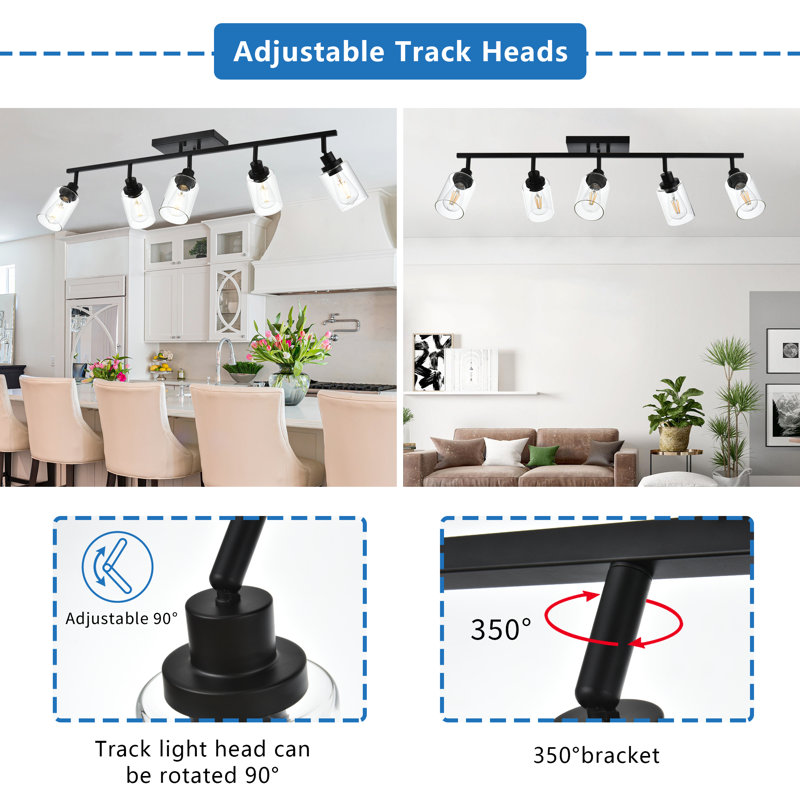 BONLICHT 40.1'' 5 -Light Fixed Track Lighting Track Kit with Dimmable ...