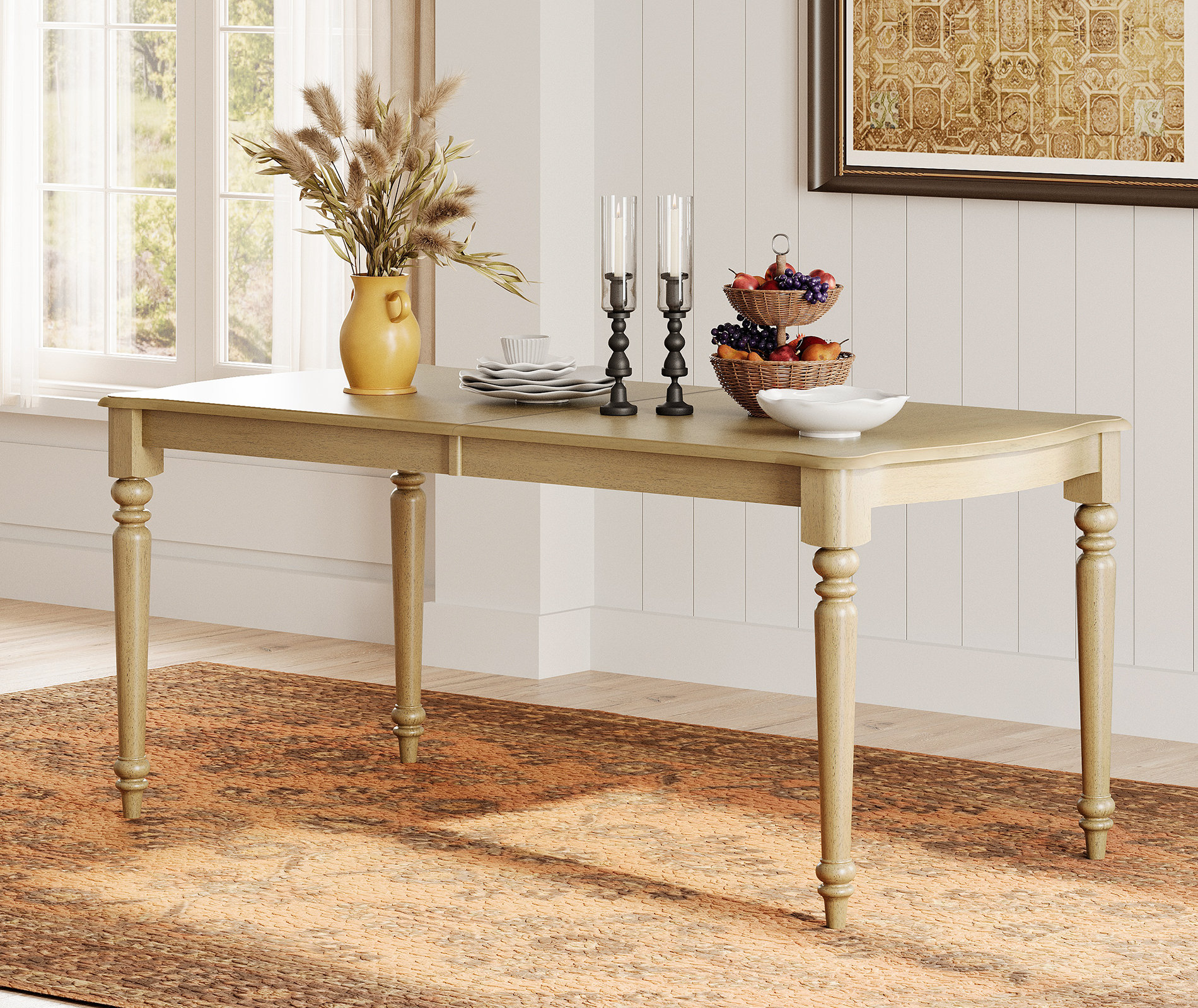 Charlton Home® Oak Dining Table For 6–8 People, Dining Room Table With ...