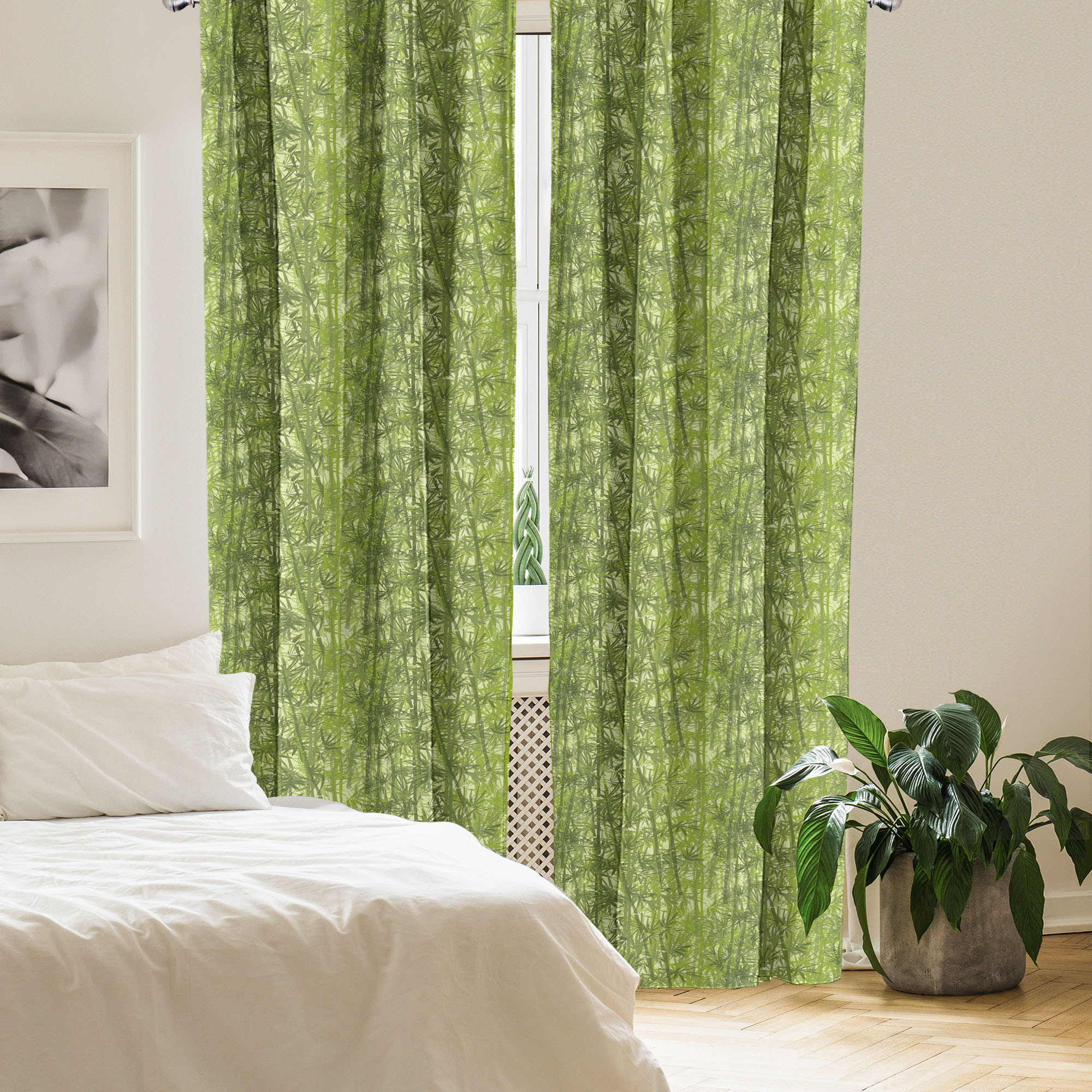 East Urban Home Forest 4-Panel Curtains, Tree Branches Clutter Leaves ...