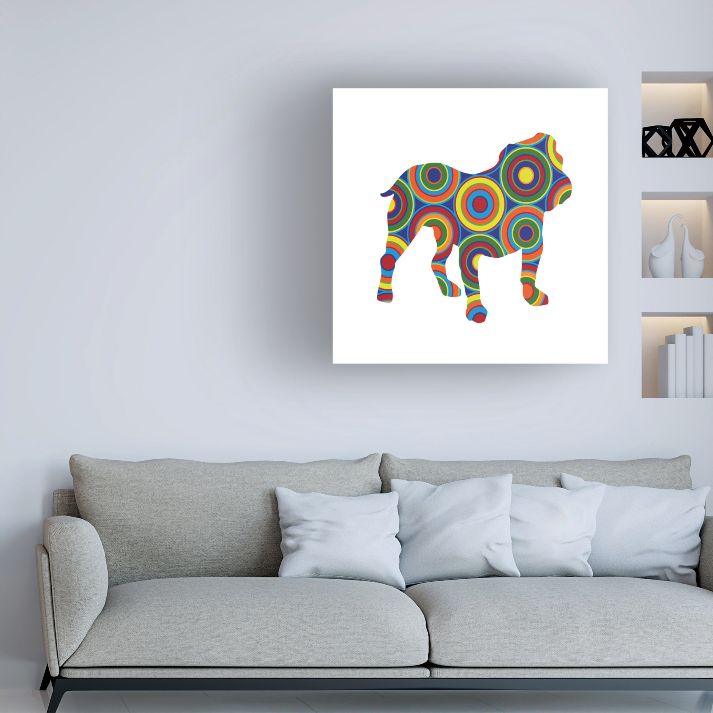 Latitude Run® Ron Magnes 'Bulldog Abstract Circles' Canvas Art ...