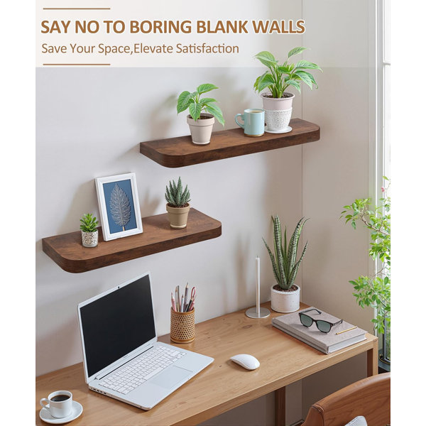 Millwood Pines Wood Floating Shelves for Wall, 24 Inch Wall Mounted ...