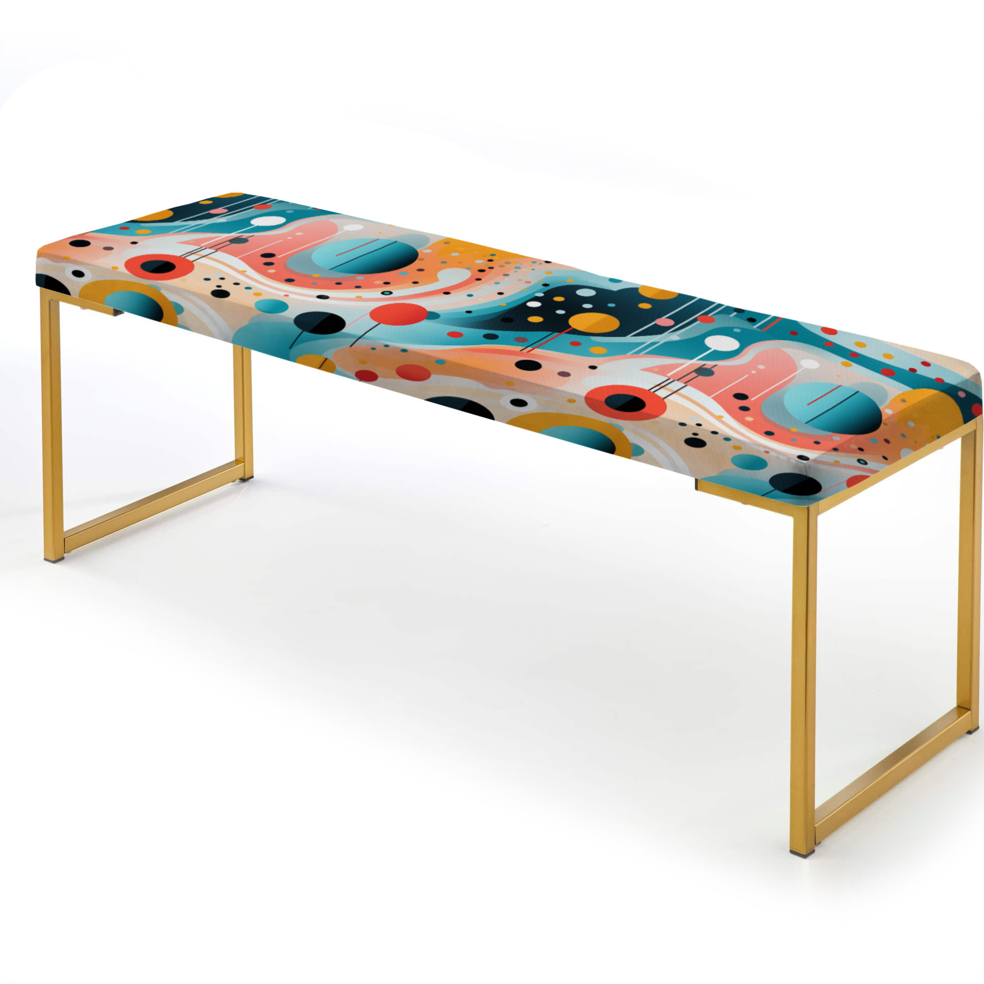 Design Art Futurist Polka Nexus - Polka Dots Upholstered Gold Bench ...
