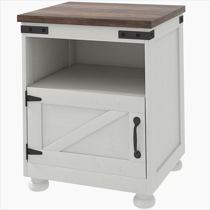 Gracie Oaks Farmhouse Side Table, End Table with Open Shelf and ...