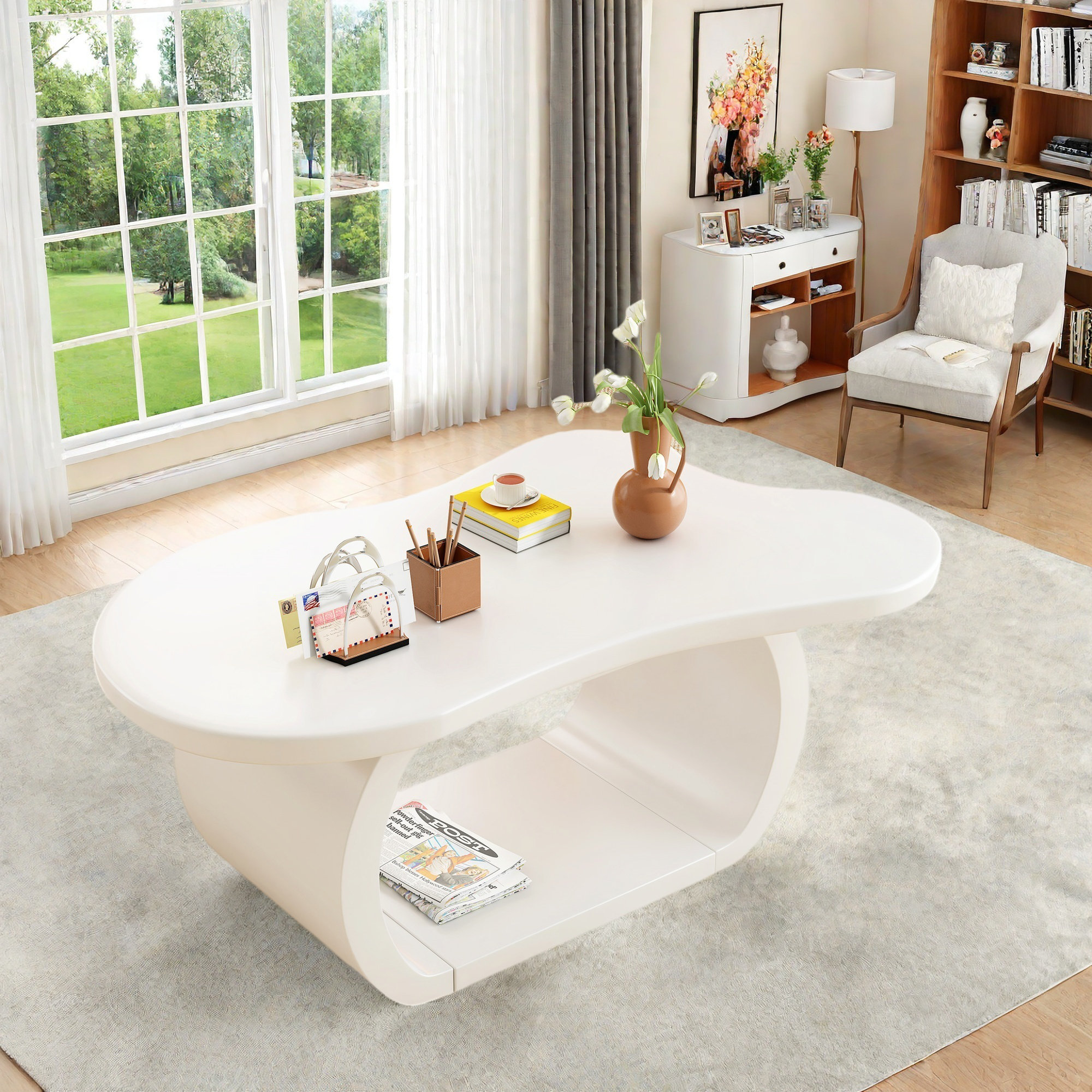 Ivy Bronx Modern Cloud Coffee Table With Curved Legs And Irregular ...