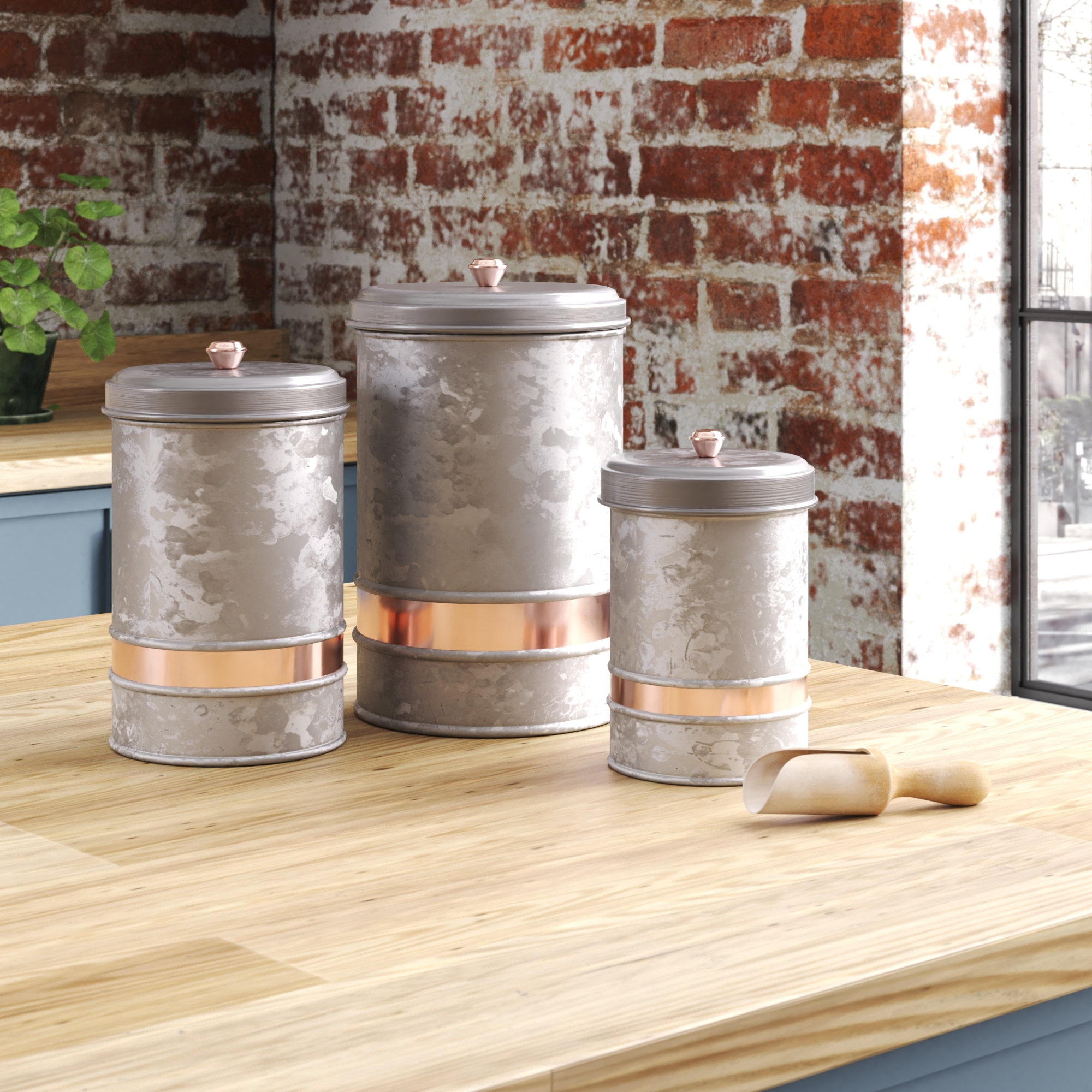 Steelside™ 3 Piece Metal Lidded Kitchen Canister Set & Reviews ...