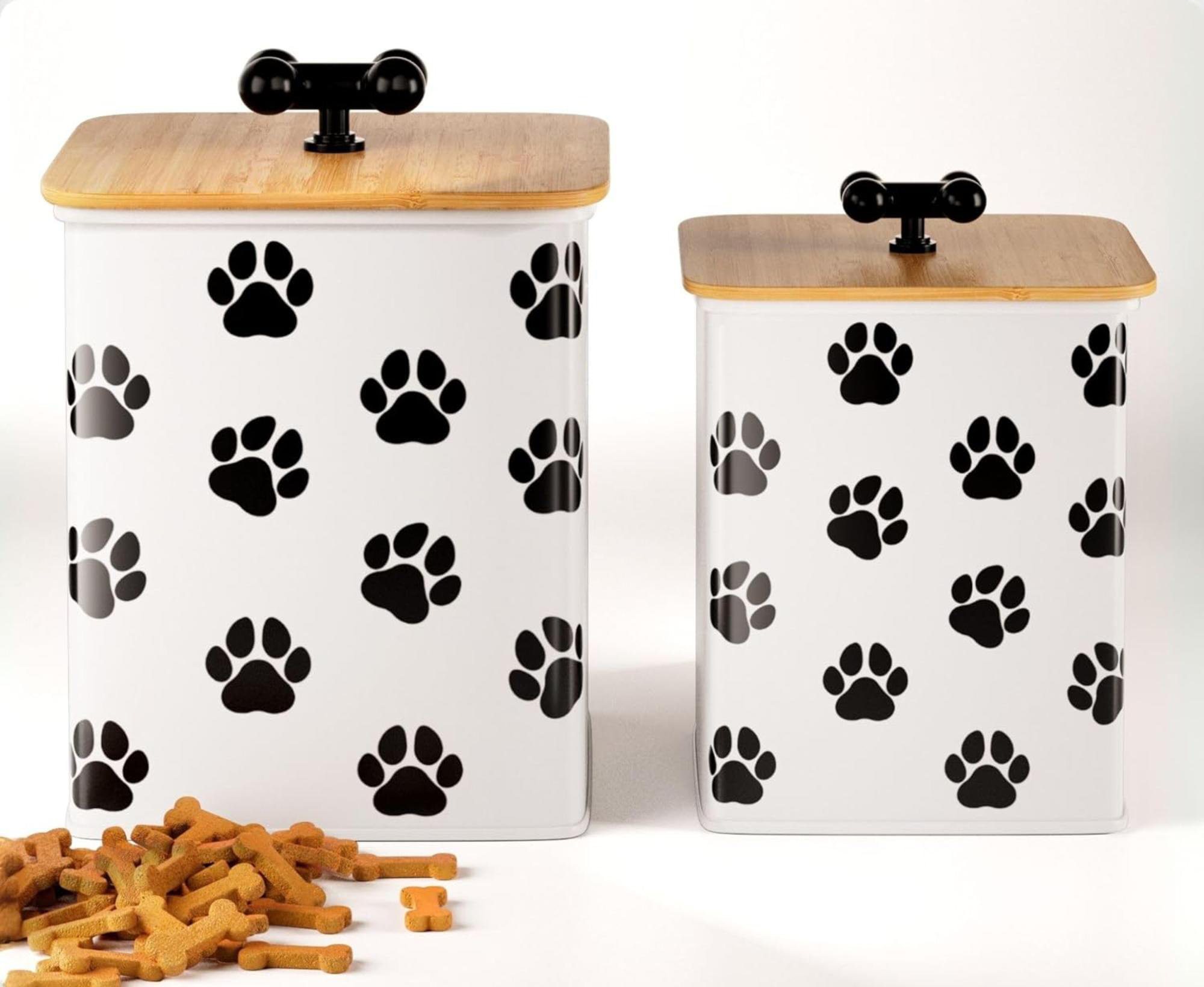 Textiles Hub Dog Treat Container Airtight Set Of 2 Iron Dog Treat Jars ...