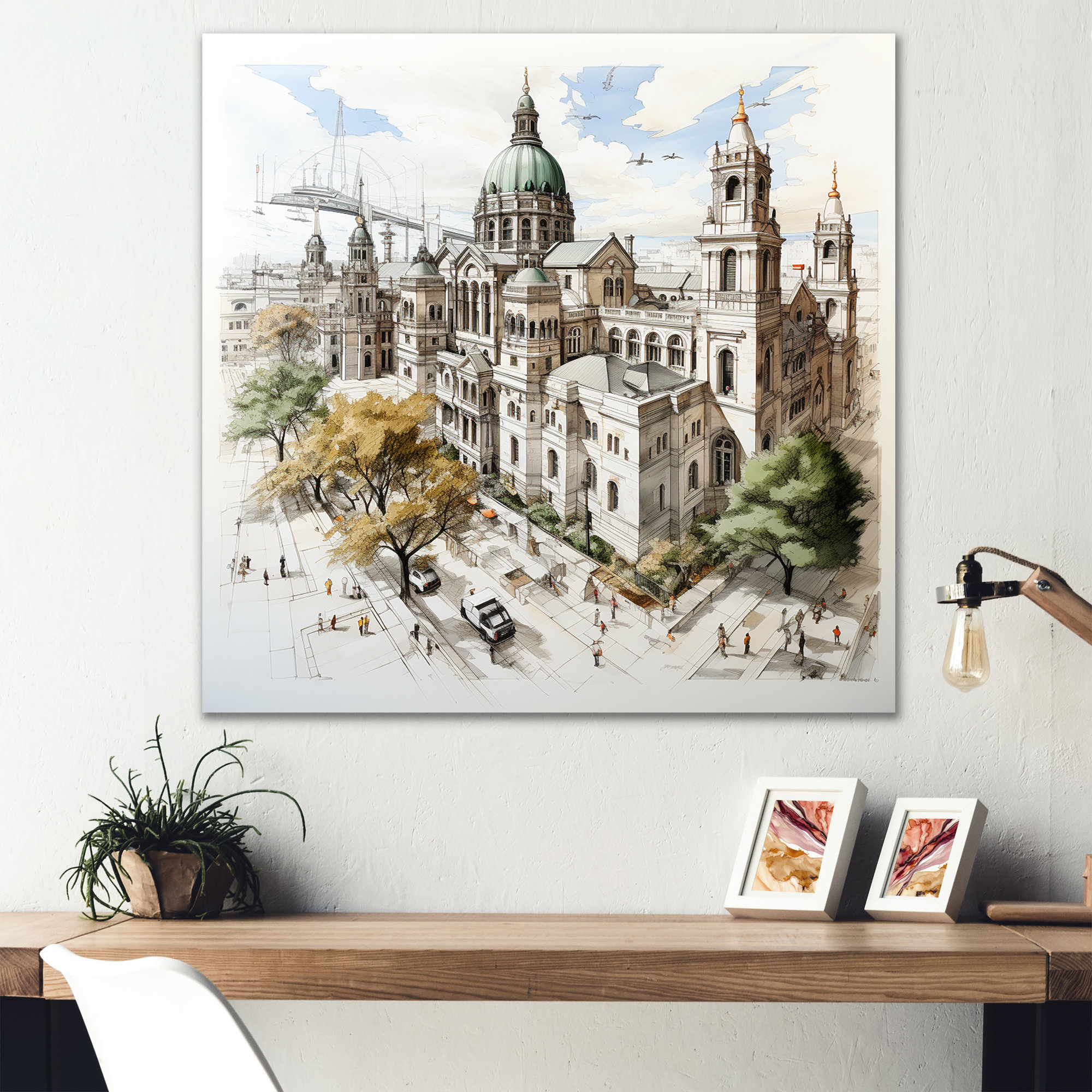 Winston Porter Drawing Of University On Canvas Print | Wayfair