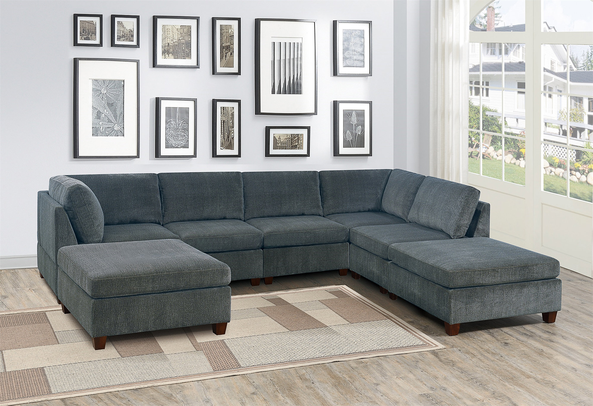 Hokku Designs Living Room Furniture Modular Sectional 7Pc Set U ...