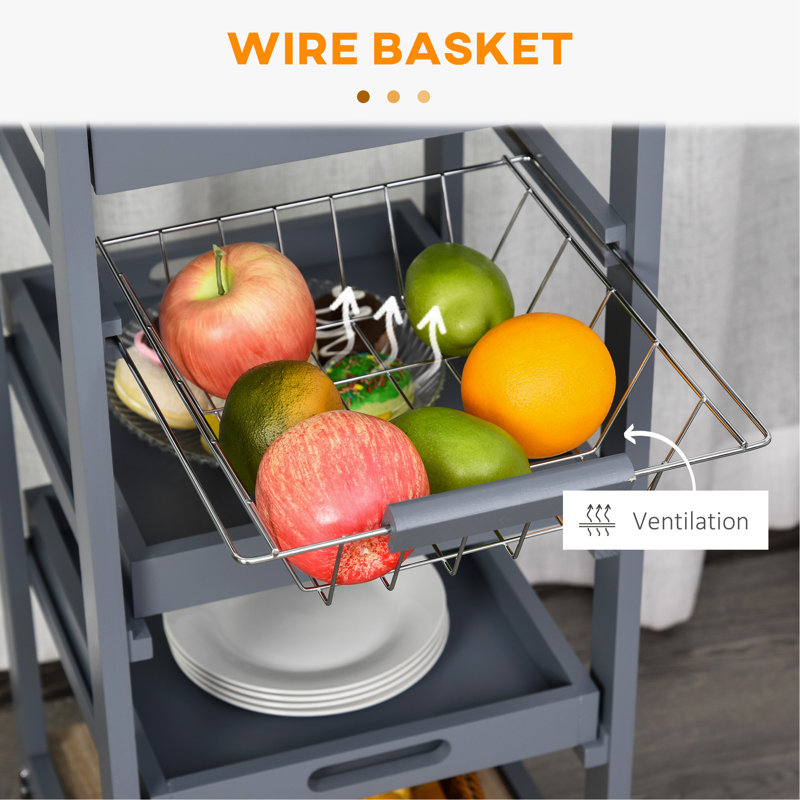 Ebern Designs Mobile Kitchen Island Trolley With Multiple Storage ...