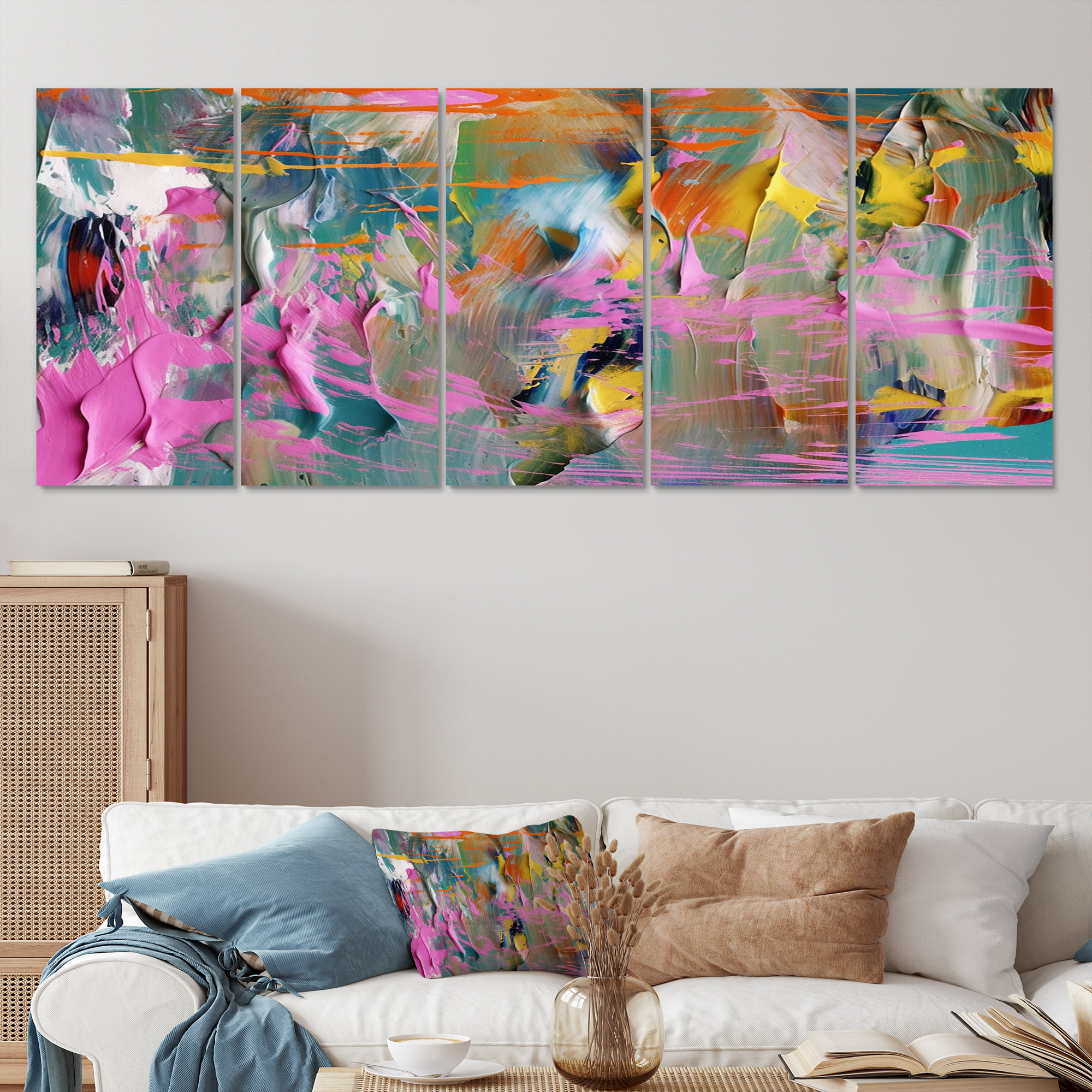 Ivy Bronx Miami Sunset Celebration I - Abstract Wall Art 5 Piece | Wayfair