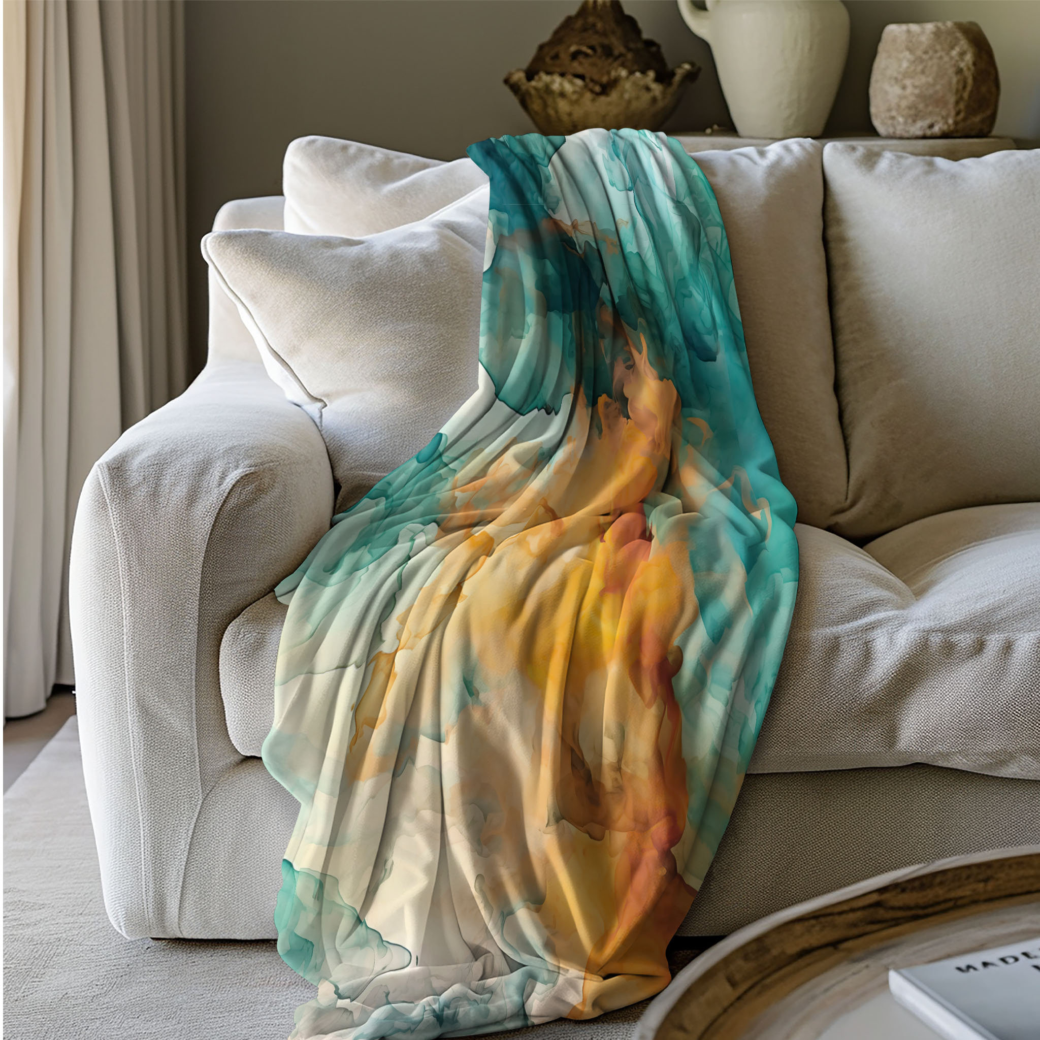 MentionedYou Hazy Teal Rust - 1 Piece Premium Blanket | Wayfair