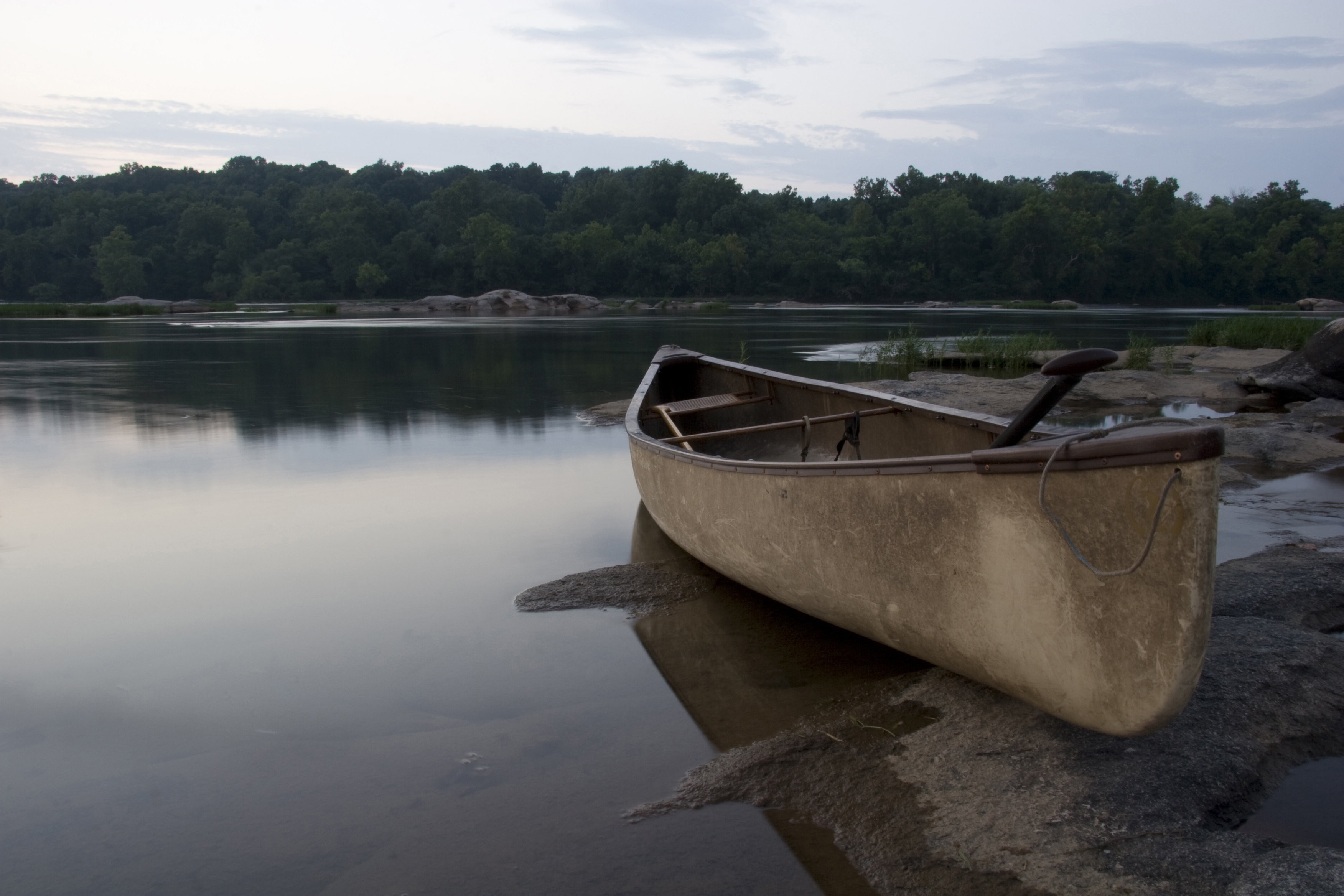 Breakwater Bay Canoe in James River - Wrapped Canvas Photograph | Wayfair
