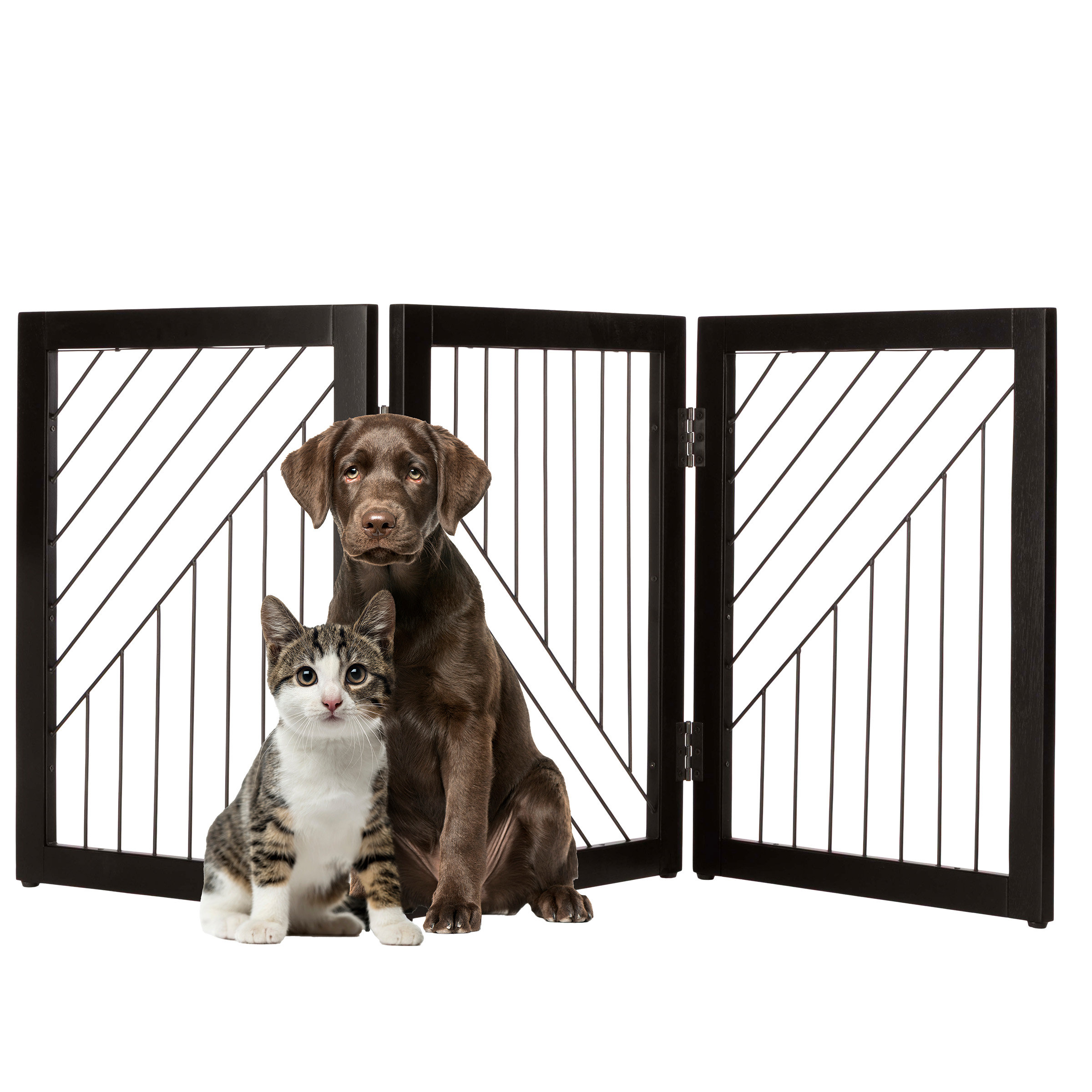 PETMAKER Pet Gate 3-Panel Indoor Folding Dog Gate for Stairs or ...