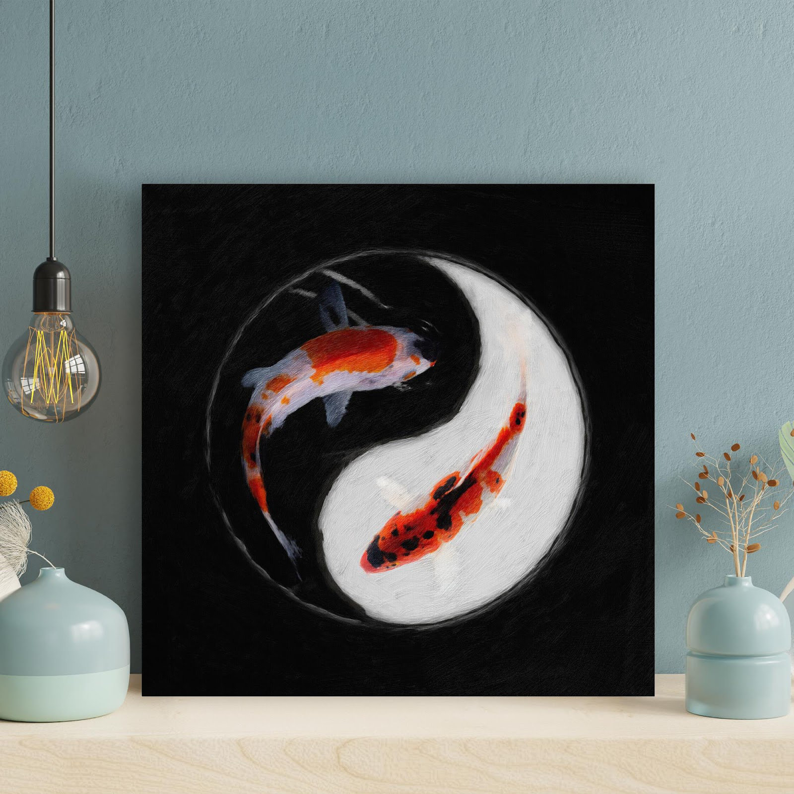 Bayou Breeze Yin Yang And Koi Fish - 1 Piece Square Graphic Art Print ...