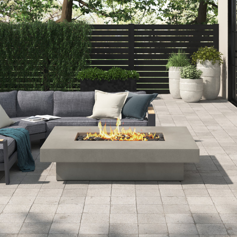 Greyleigh™ Geneva Rectangle Concrete Propane Fire Pit Table by Jensen ...