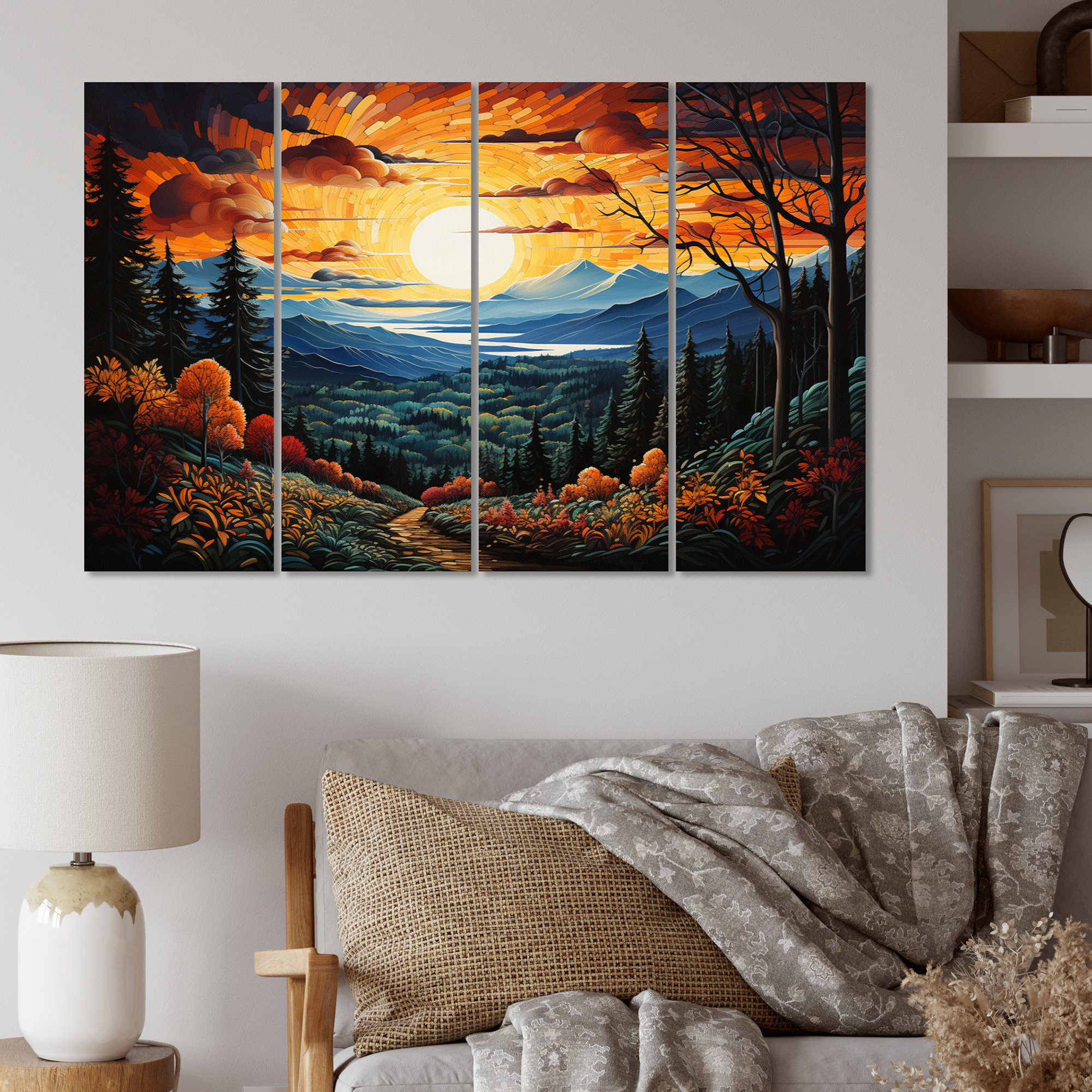 Design Art Forest Majestic Reverie Pointillism - Landscapes Metal Wall ...