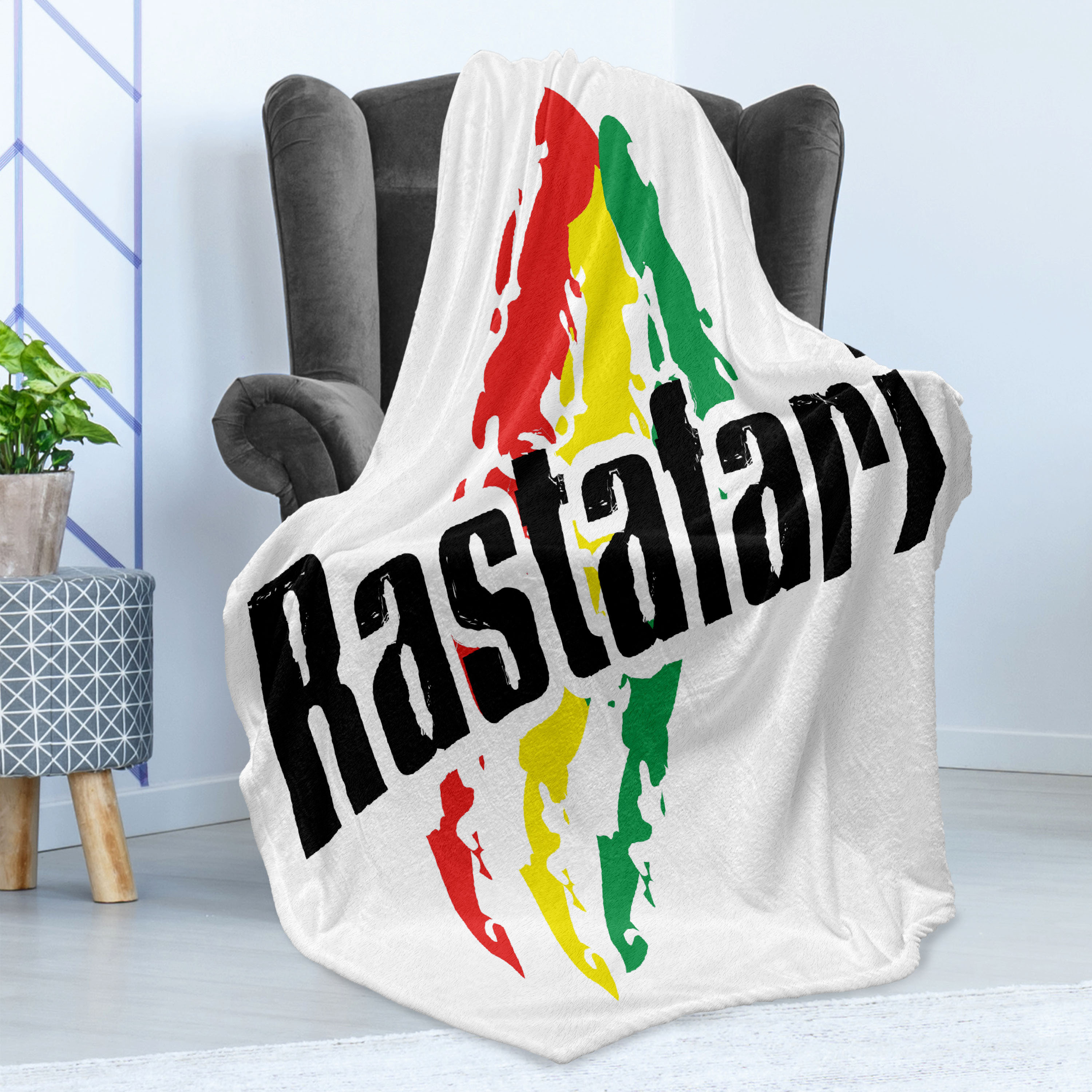 Ambesonne Rasta Fleece Throw Blanket Grunge Rastafari Words Red Green ...