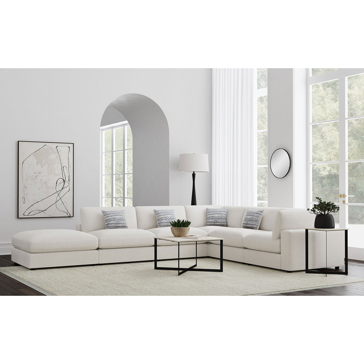 Hokku Designs Rhette 6-Piece Upholstered Sectional With Reversible ...