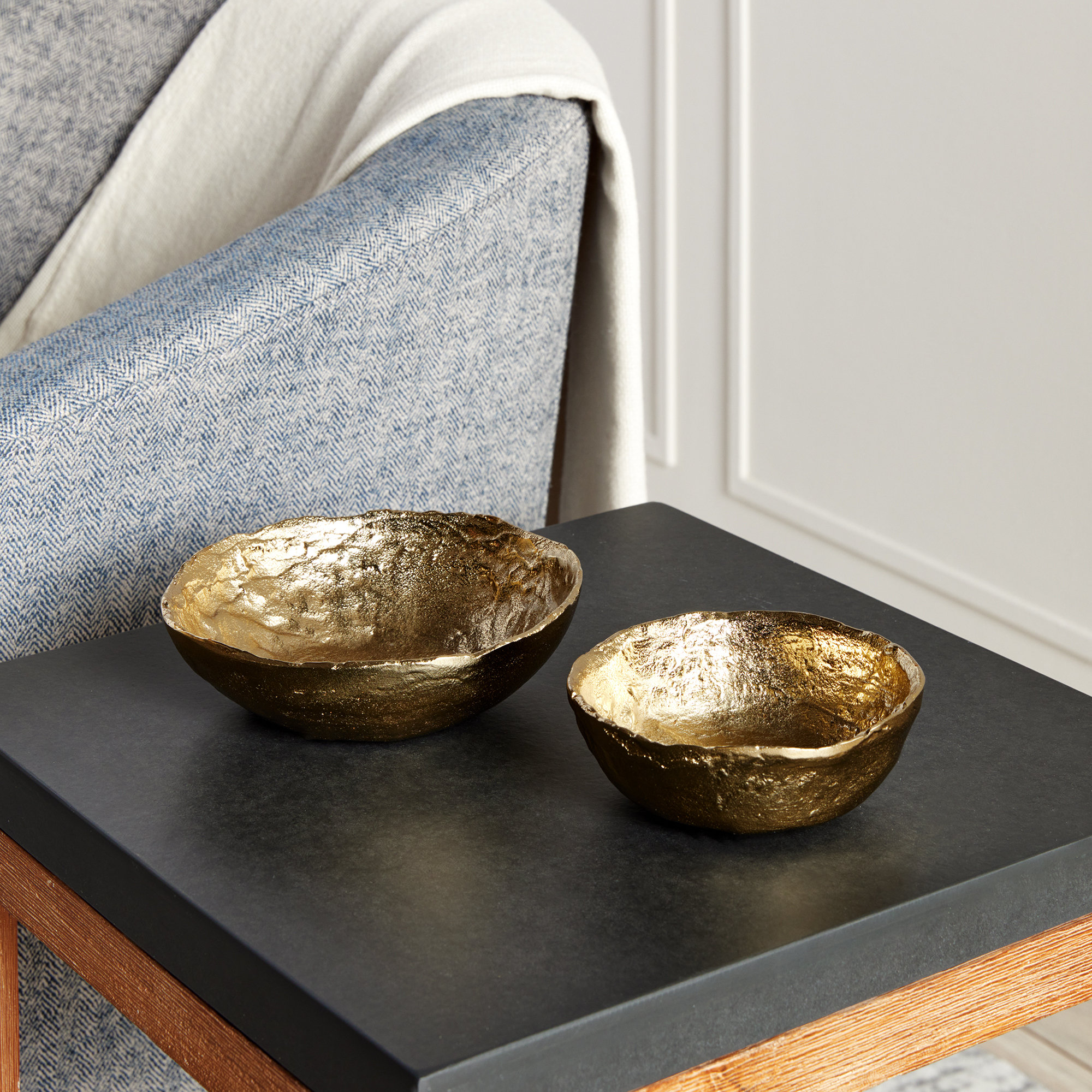 Mercer41 Javonne 2 Piece Aluminum Decorative Bowl Set in Gold | Wayfair