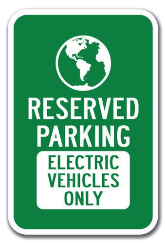 SignMission Reserved Parking Electric Vehicles Only with Symbol ...