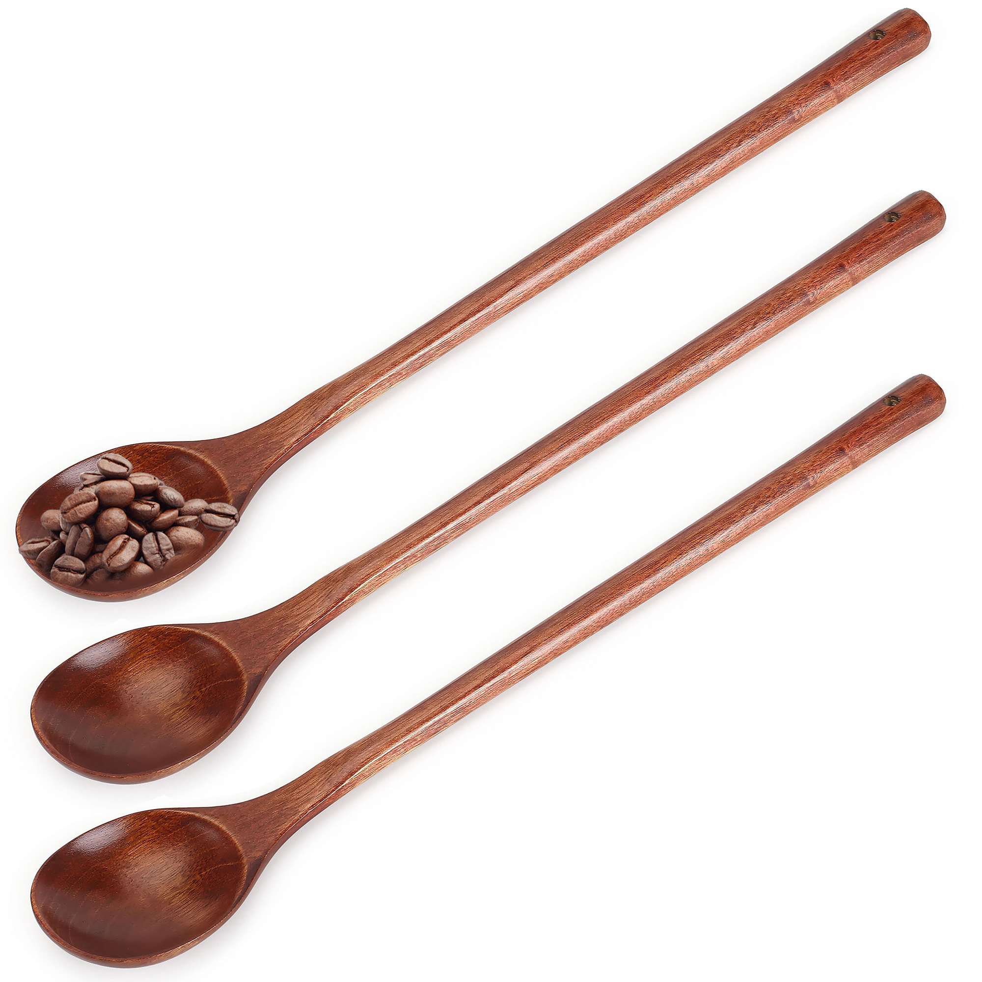 Gustave 3PCS Wooden Cooking Spoons 13 Inch Long Handle Wood Spoon Set ...