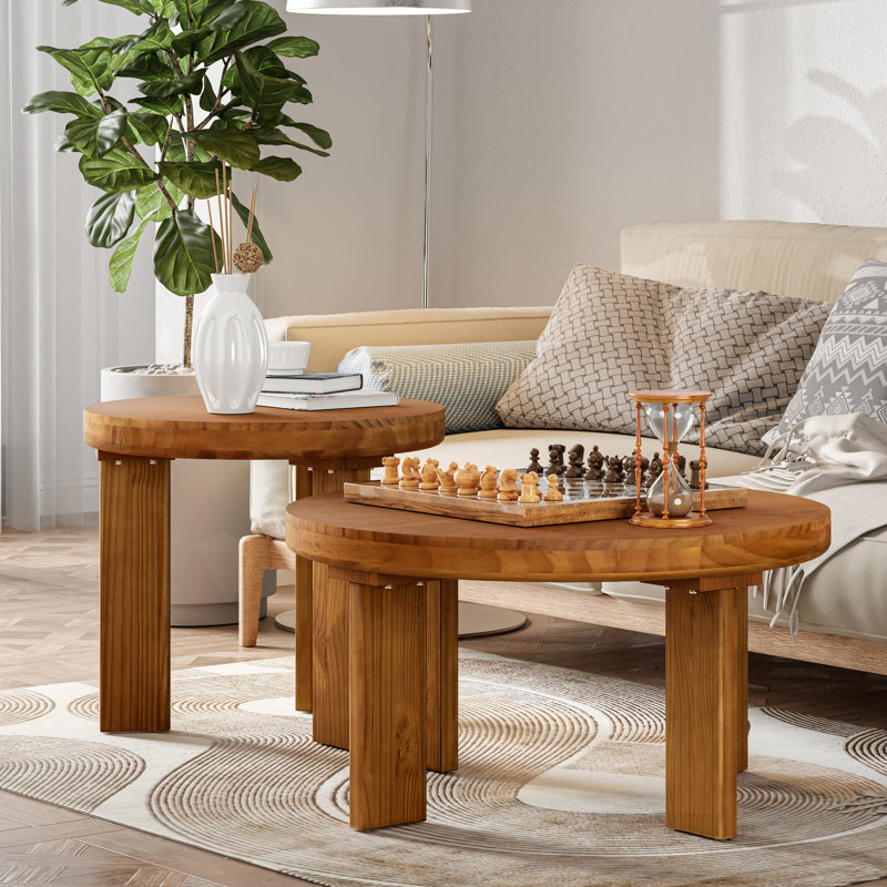 Millwood Pines 2-Piece Farmhouse Living Room Table Set | Wayfair